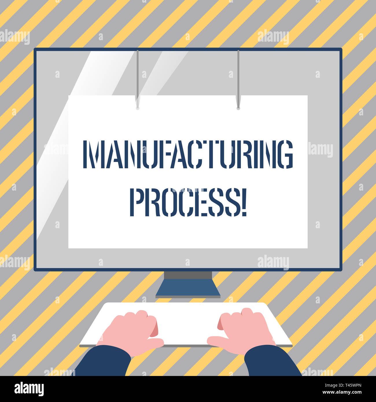 Writing note showing Manufacturing Process. Business concept for steps ...
