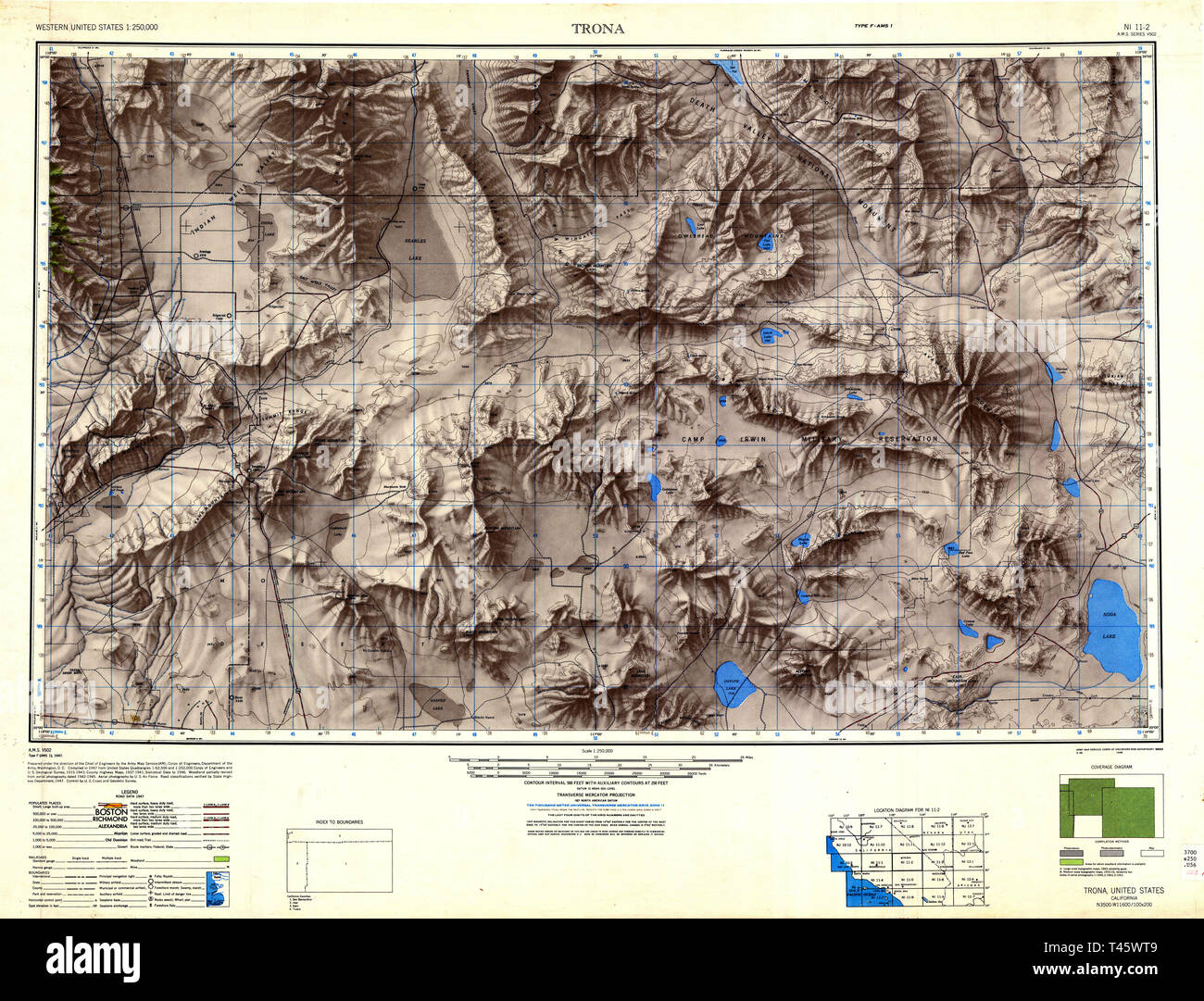 USGS TOPO Map California CA Trona 707635 1948 250000 Restoration Stock ...