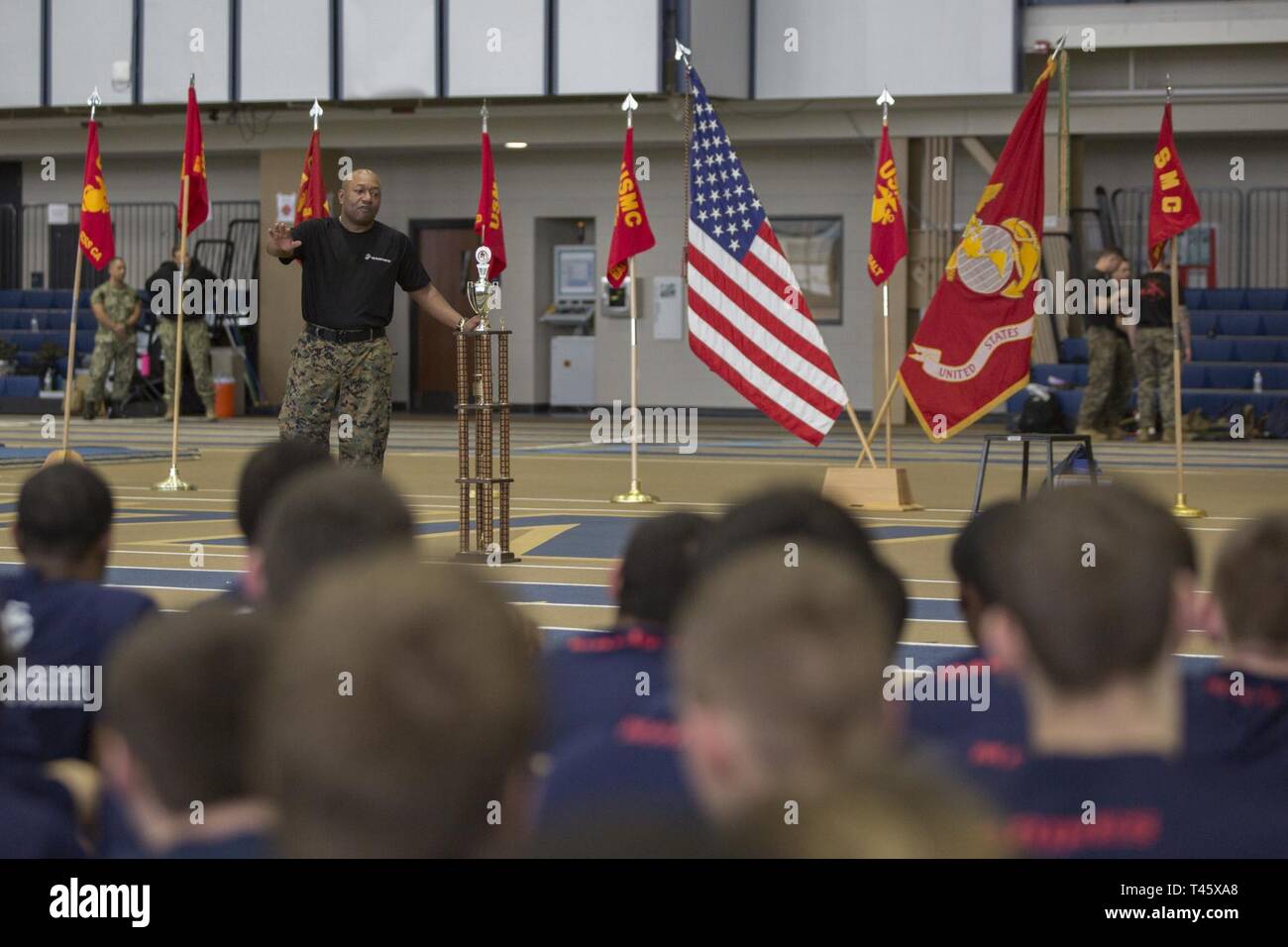 U.S. Marine Corps Sgt. Maj. William Banks announces which recruiting ...
