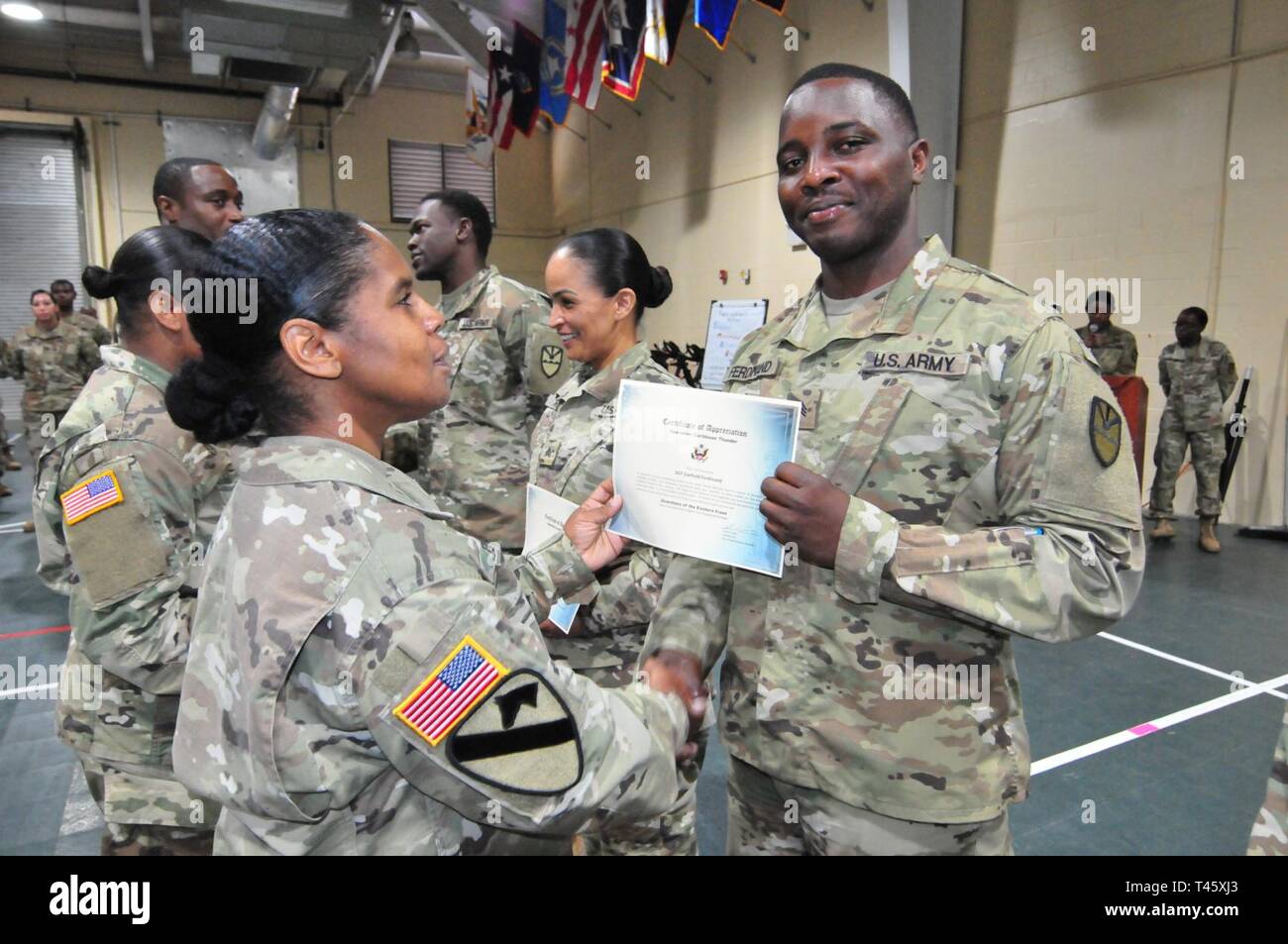 Sgt. Garfield Ferdinand, 662nd Engineer Company receives a Certificate ...