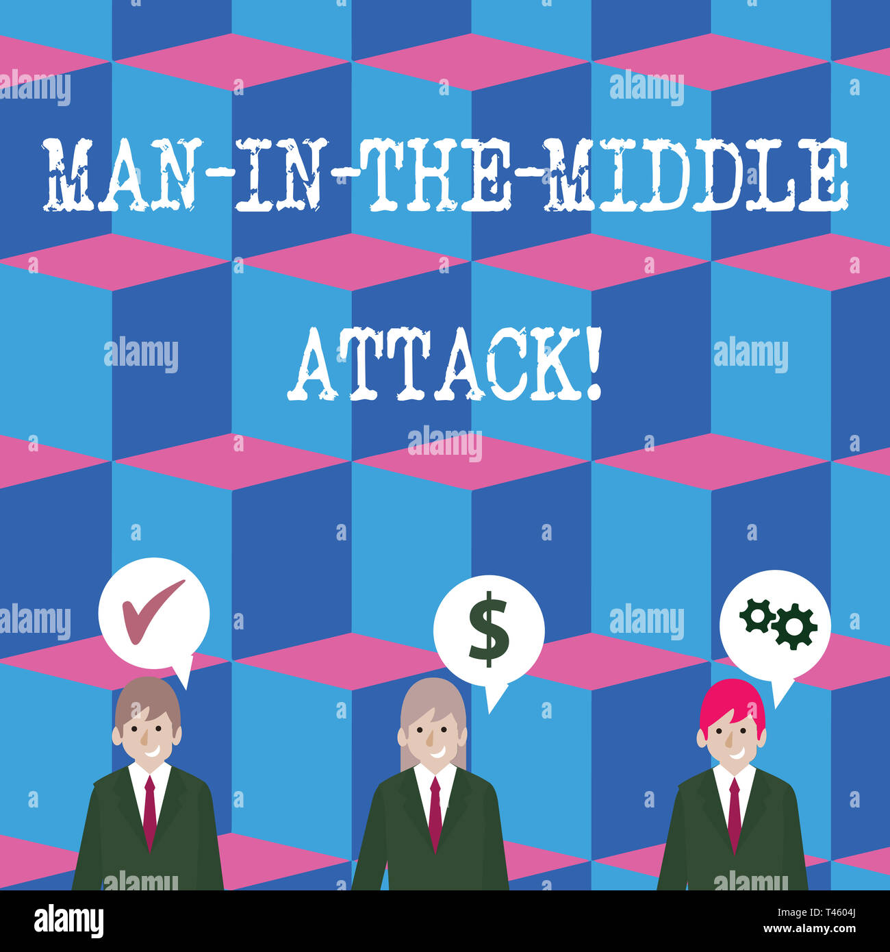 Writing note showing Man In The Middle Attack. Business concept for ...