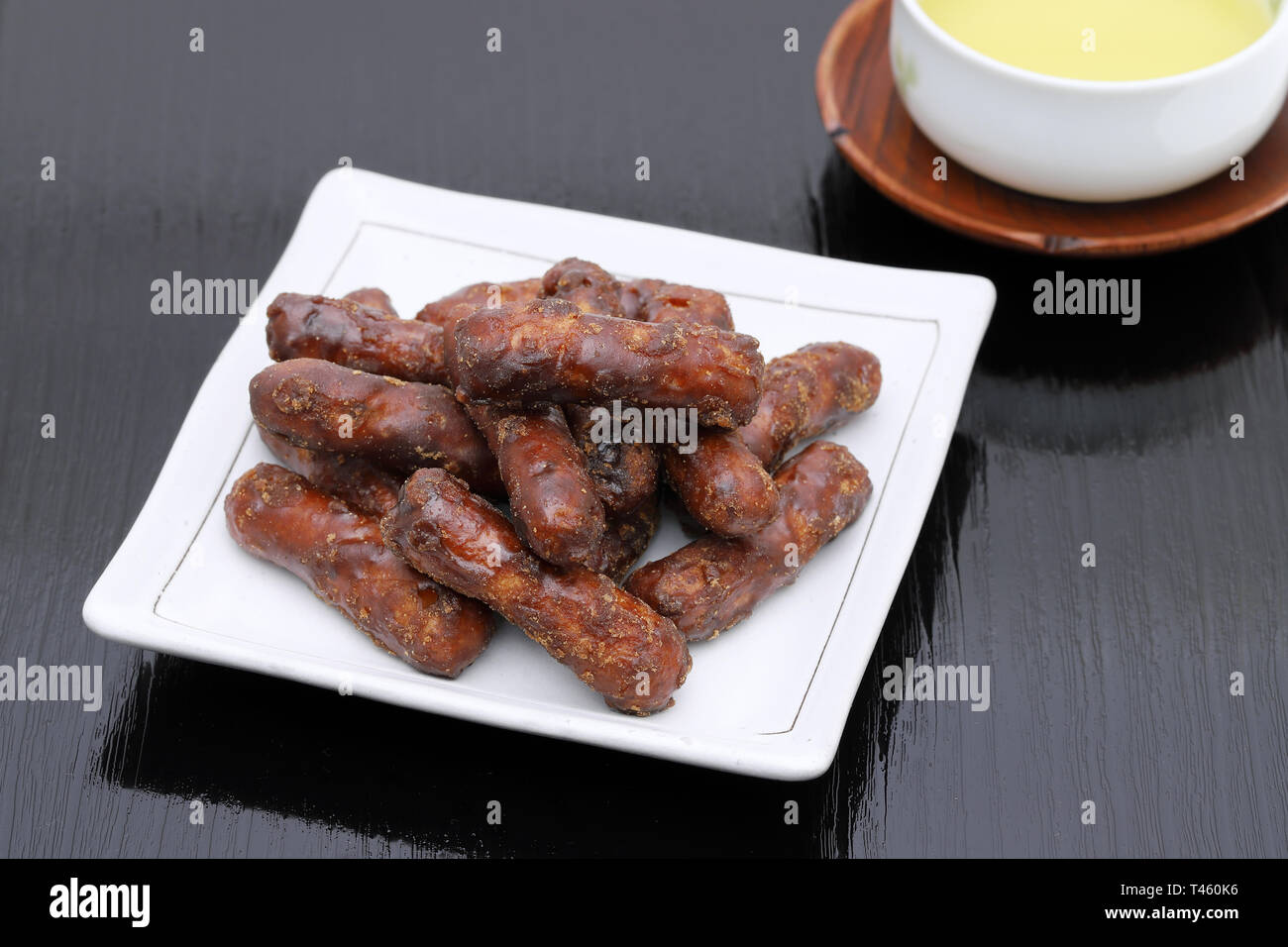 Traditional Japanese snack food, Karinto brown or black sugar cookies ...