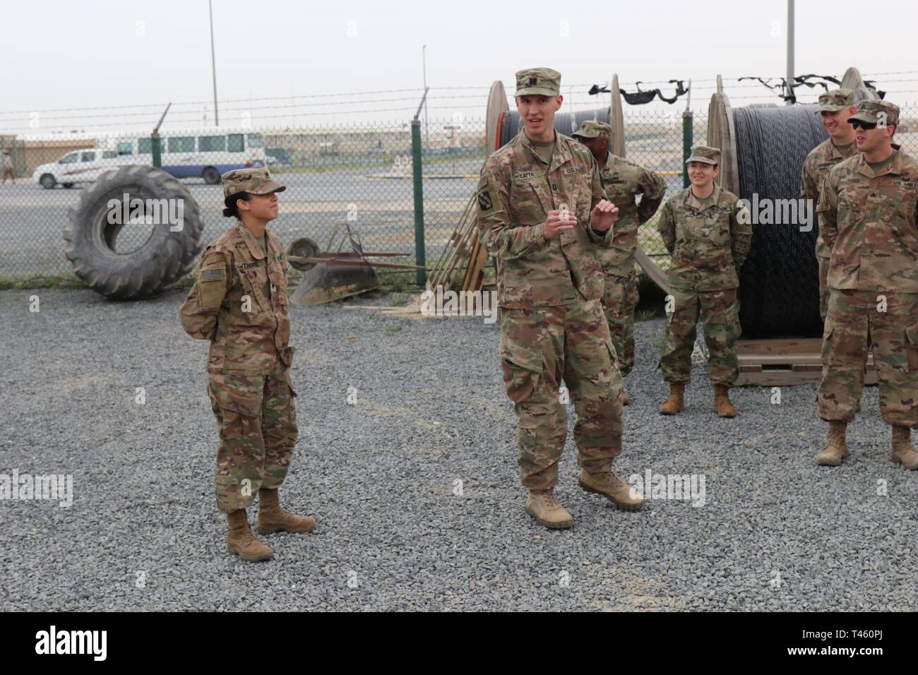 U.S. Army Capt. Nathan Latta, commander of the 490th Signal Company ...