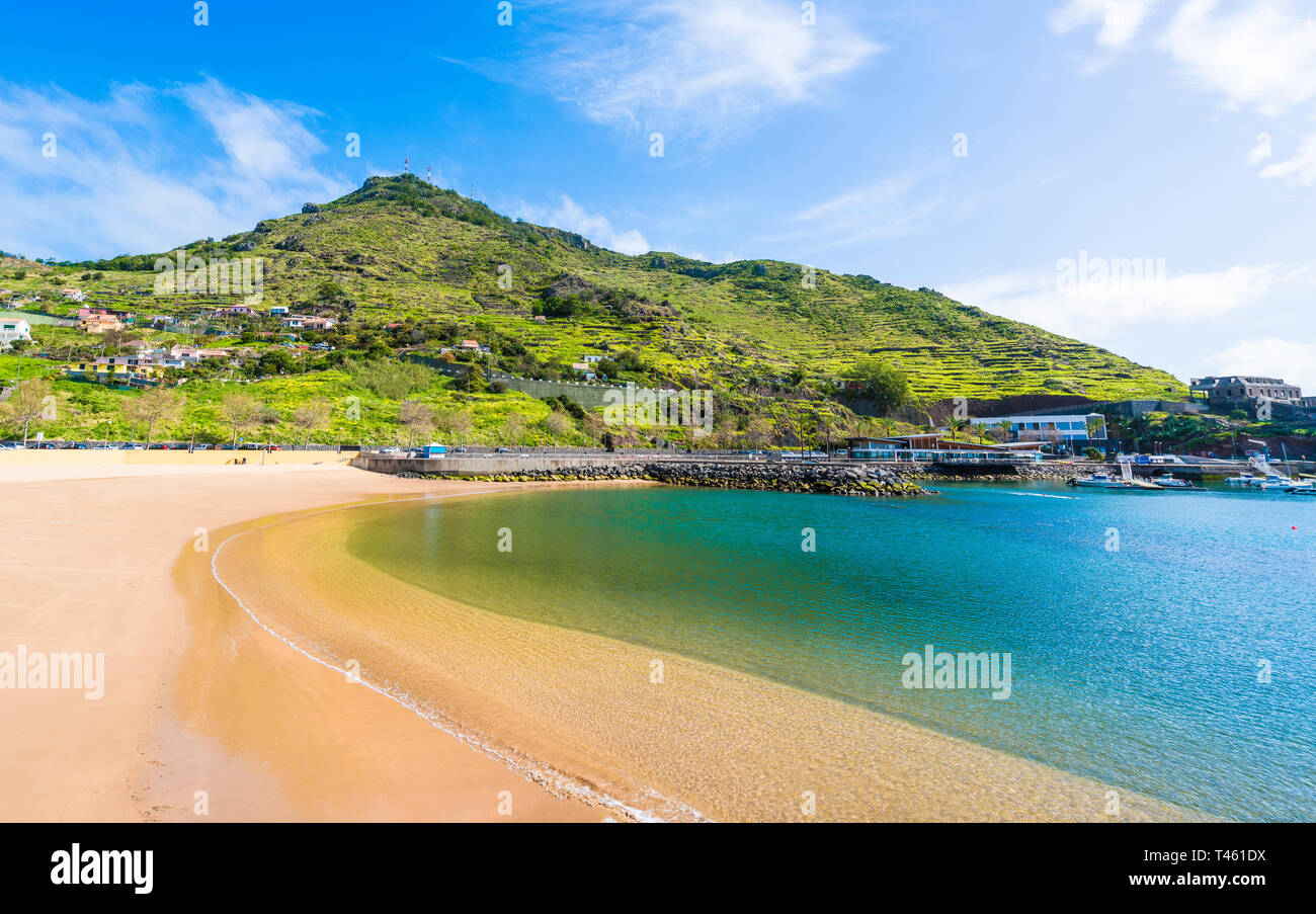 Beach on Machico bay, Madeira Island, Portugal Stock Photo - Alamy