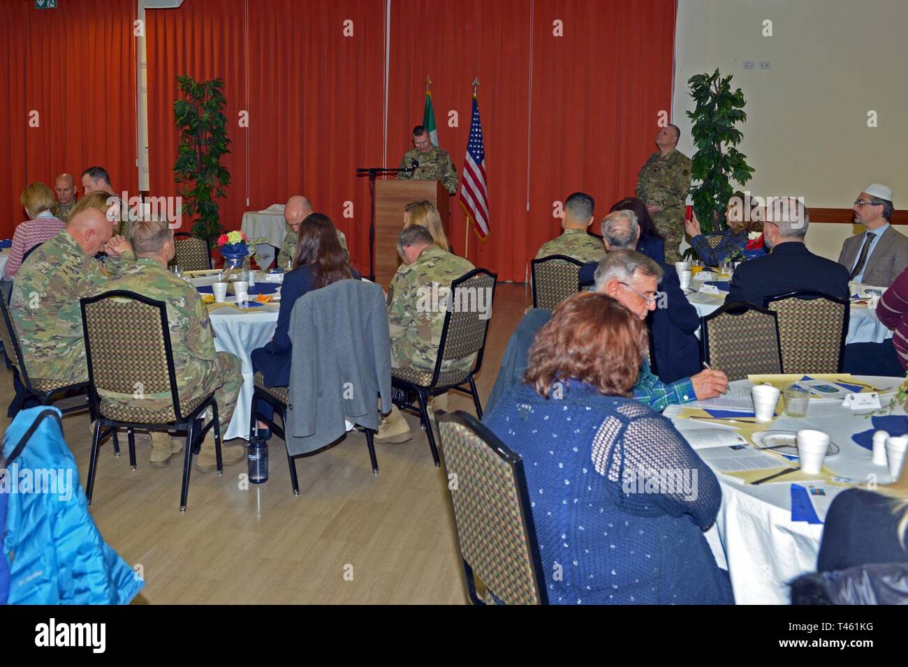 U.S. Army chaplain Lt. Col. James Peak, gives the invocation prayer for ...