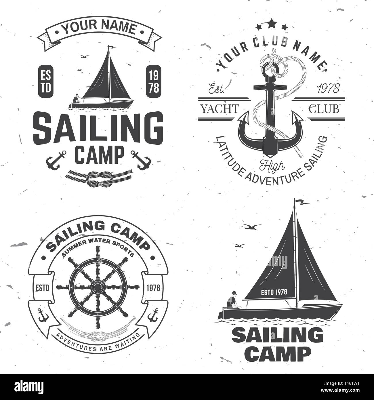 Set of summer sailing camp badge. Vector. Concept for shirt, print ...