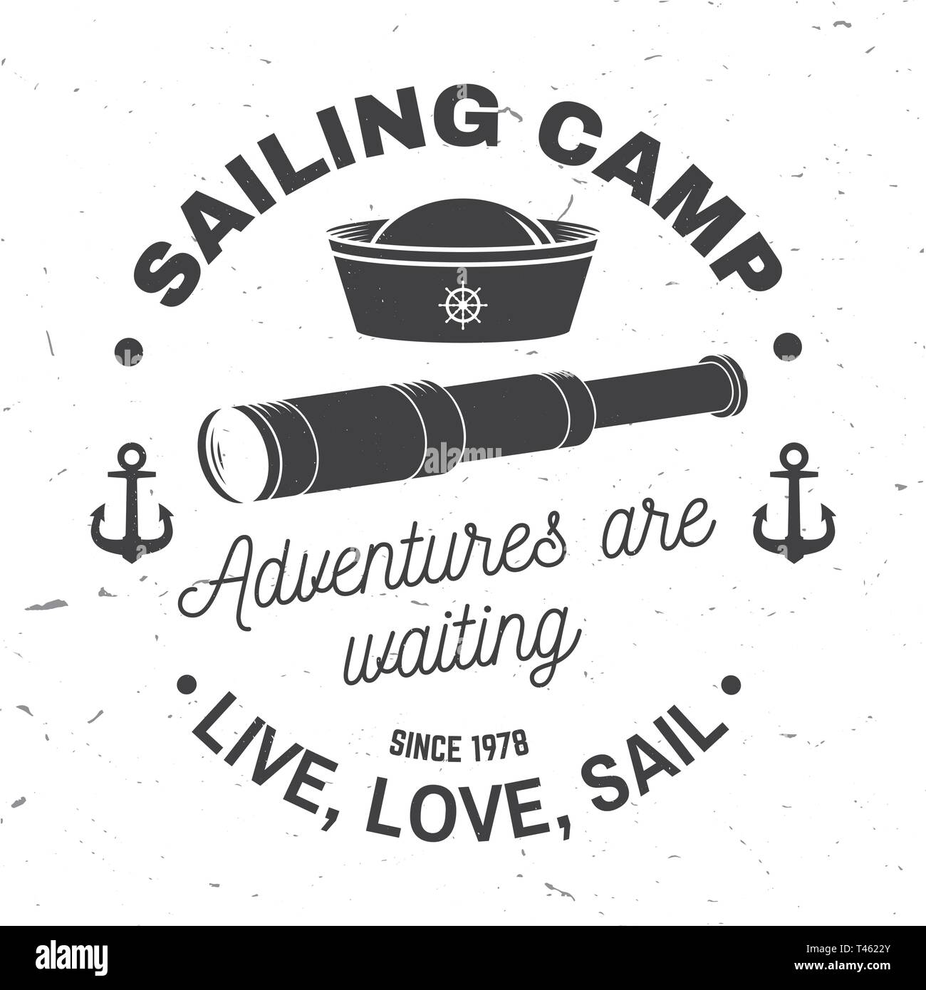 Summer Sailing Camp Badge Vector Concept For Shirt Print Stamp Or