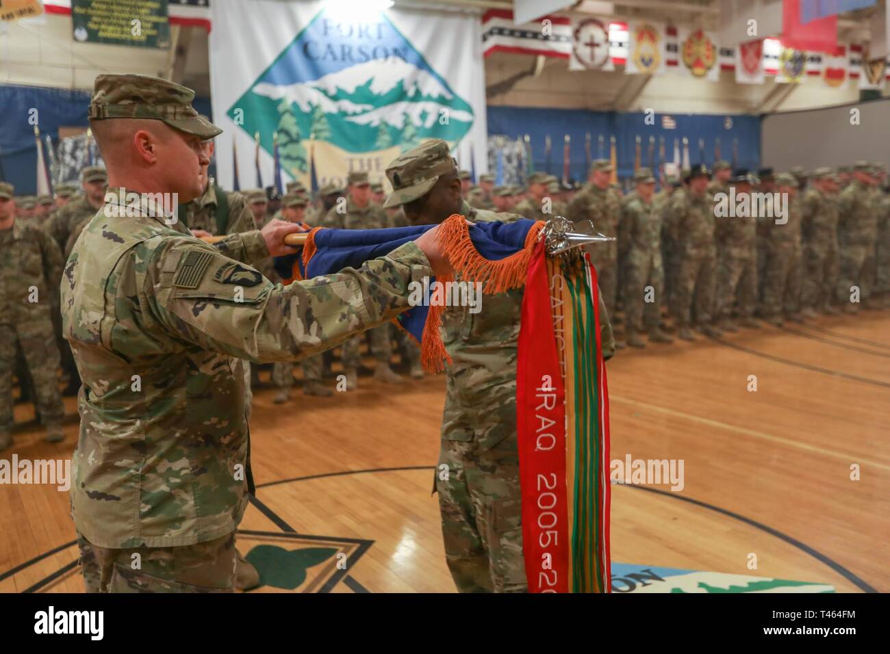 Lt. Col. Steven B. Templeton, left, commander, and Command Sgt. Major Terrence D. Reyes Jr ...