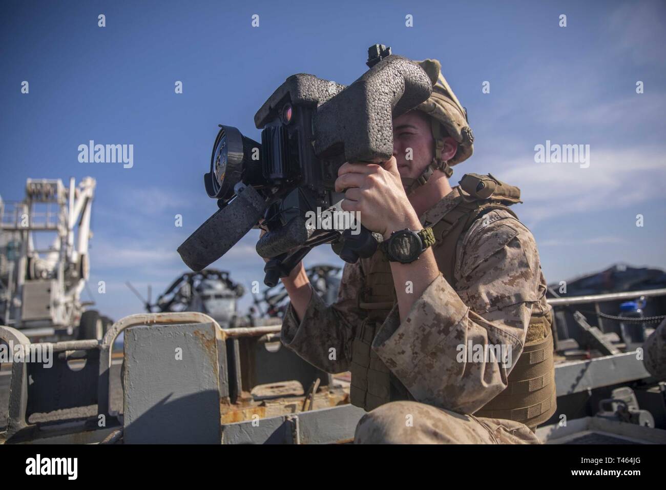 ARABIAN GULF (MARCH 2, 2019) U.S. Marine Lance Cpl. Brandon Donnelly ...