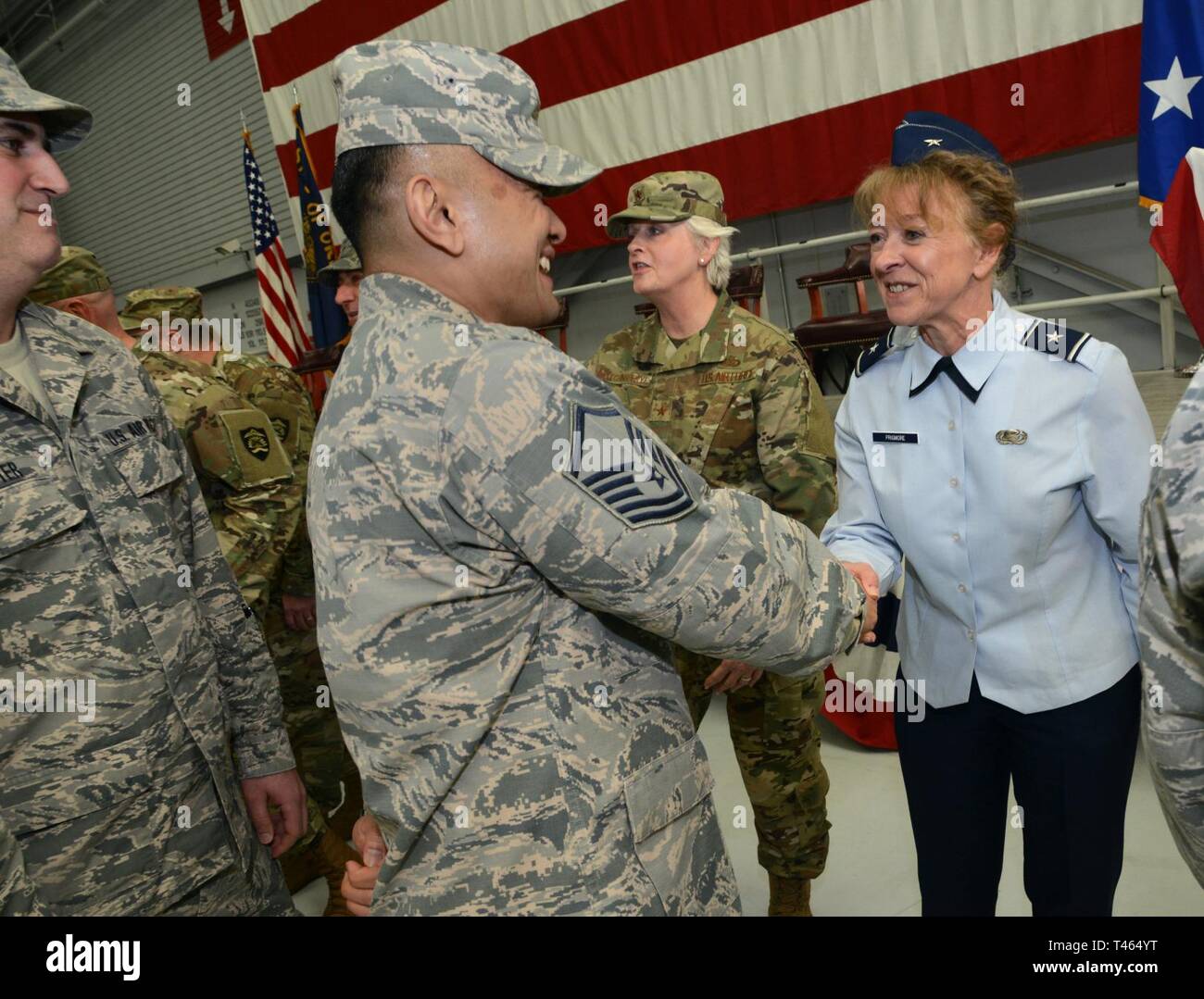Oregon Air National Guard Brig. Gen. Donna Prigmore, Oregon Air National Guard Commander, greets ...