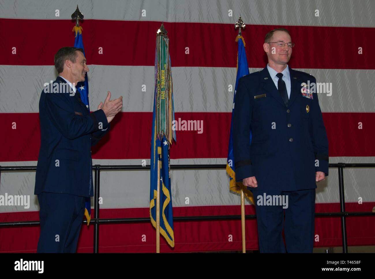 U.S. Air Force Maj. Gen. Ronald Miller, 10th Air Force Commander, claps ...