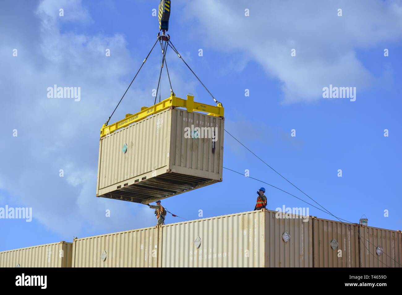 SANTA RITA, Guam (March 2, 2019) Sailors assigned to Navy Cargo ...