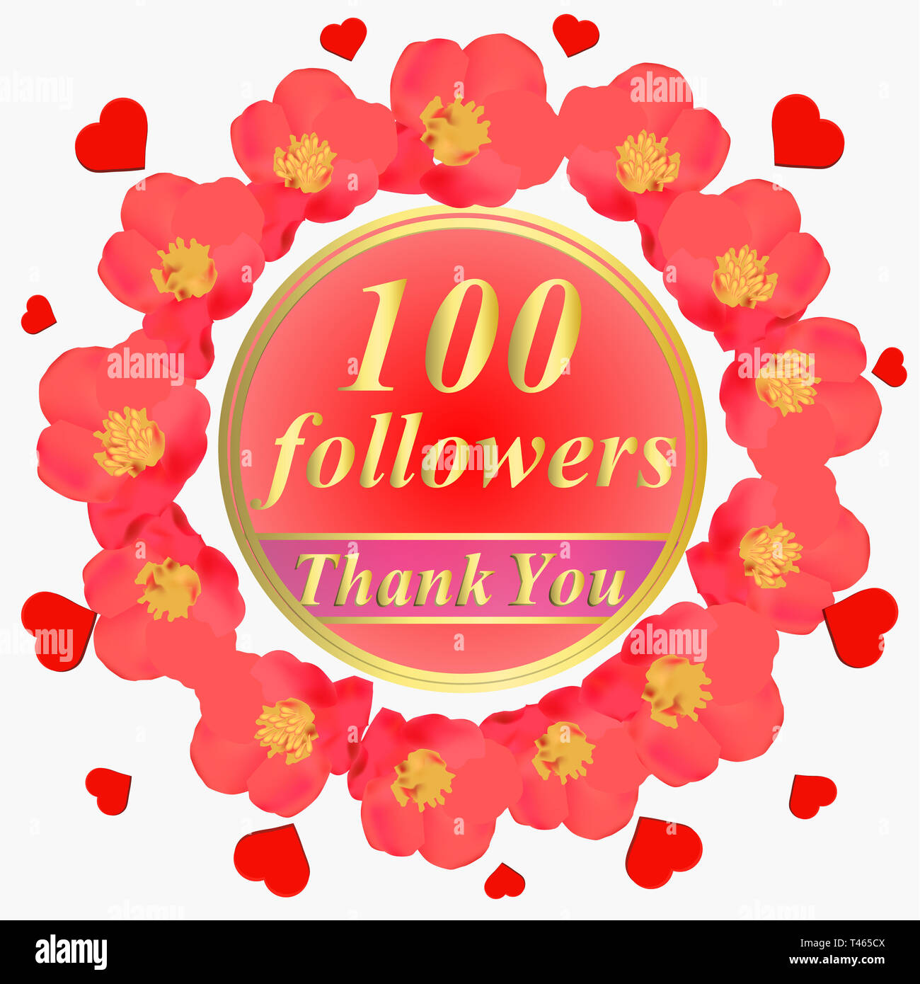 Bright followers background. 100 followers illustration with thank you ...