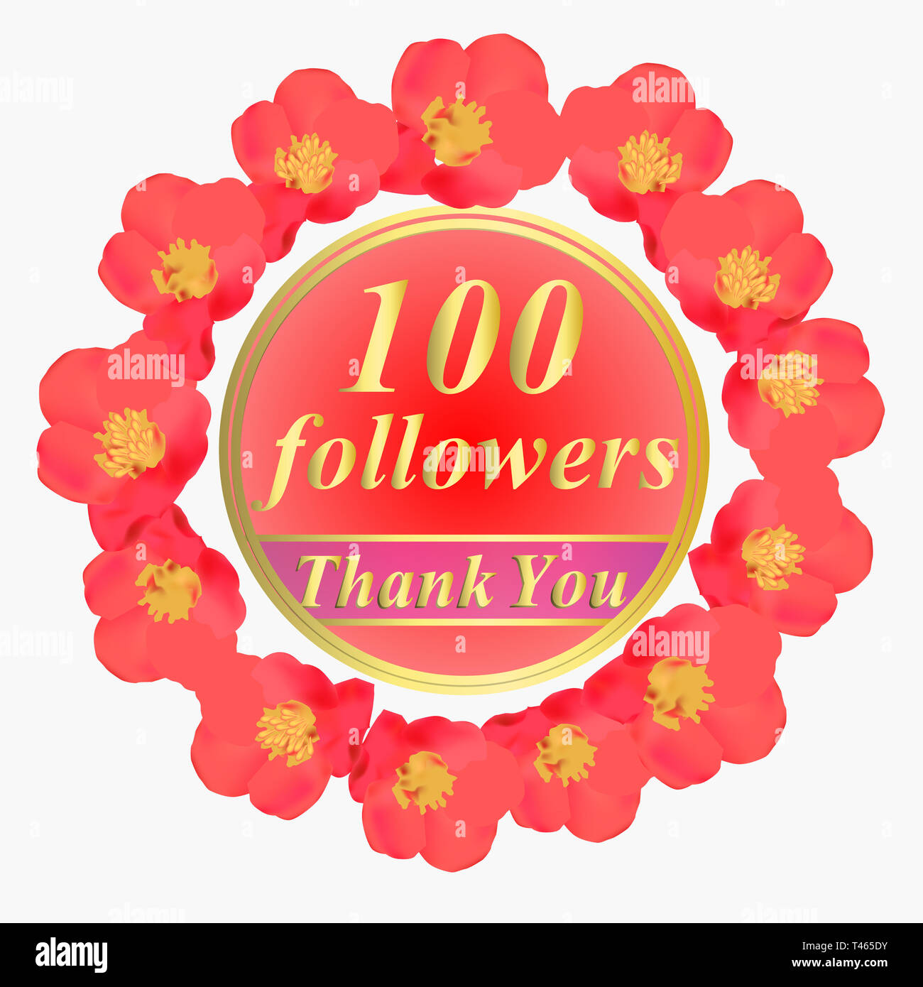 Bright followers background. 100 followers illustration with thank you ...