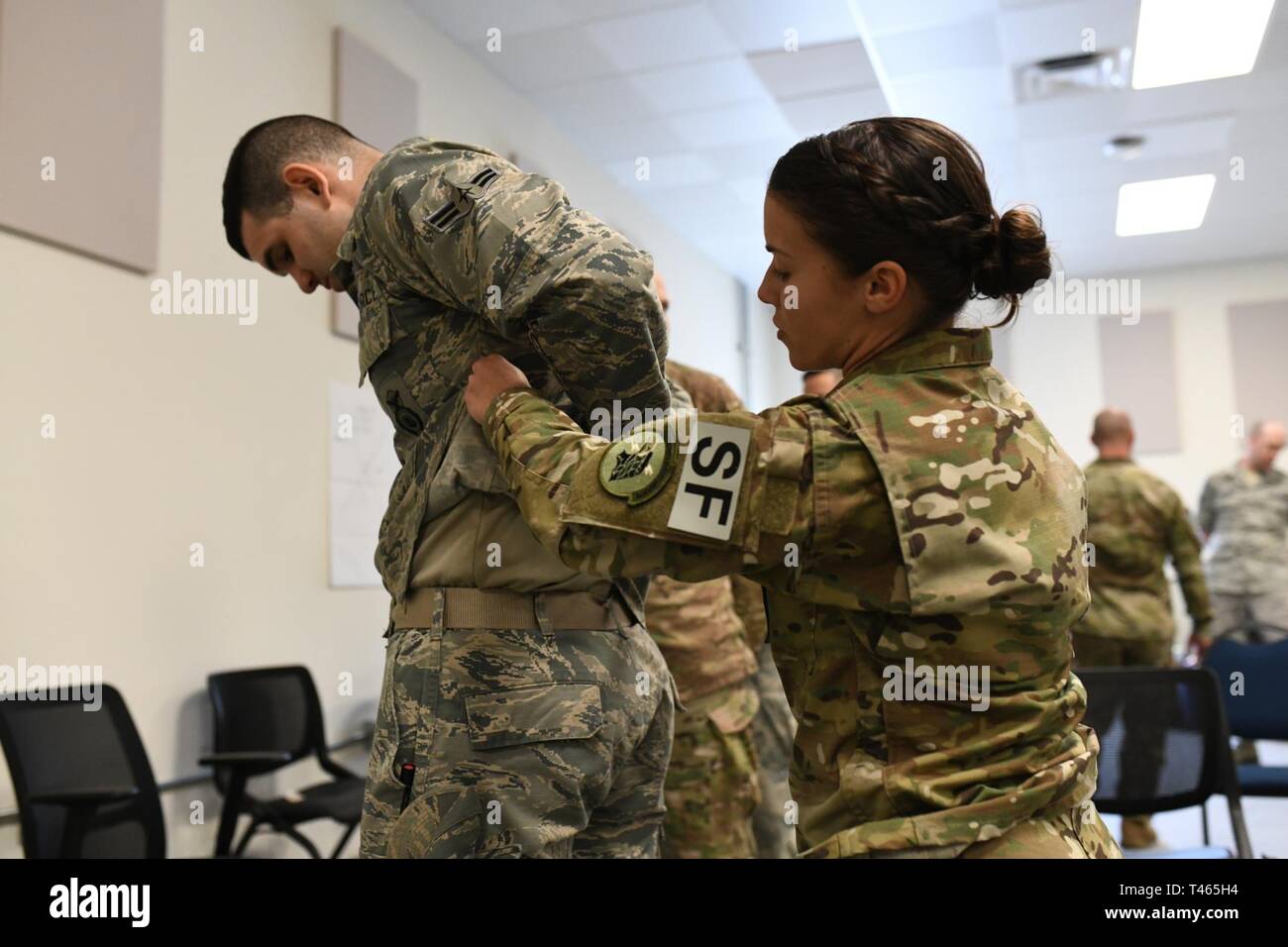 Airmen from the 142nd Security Forces Squadron conducted handcuff ...