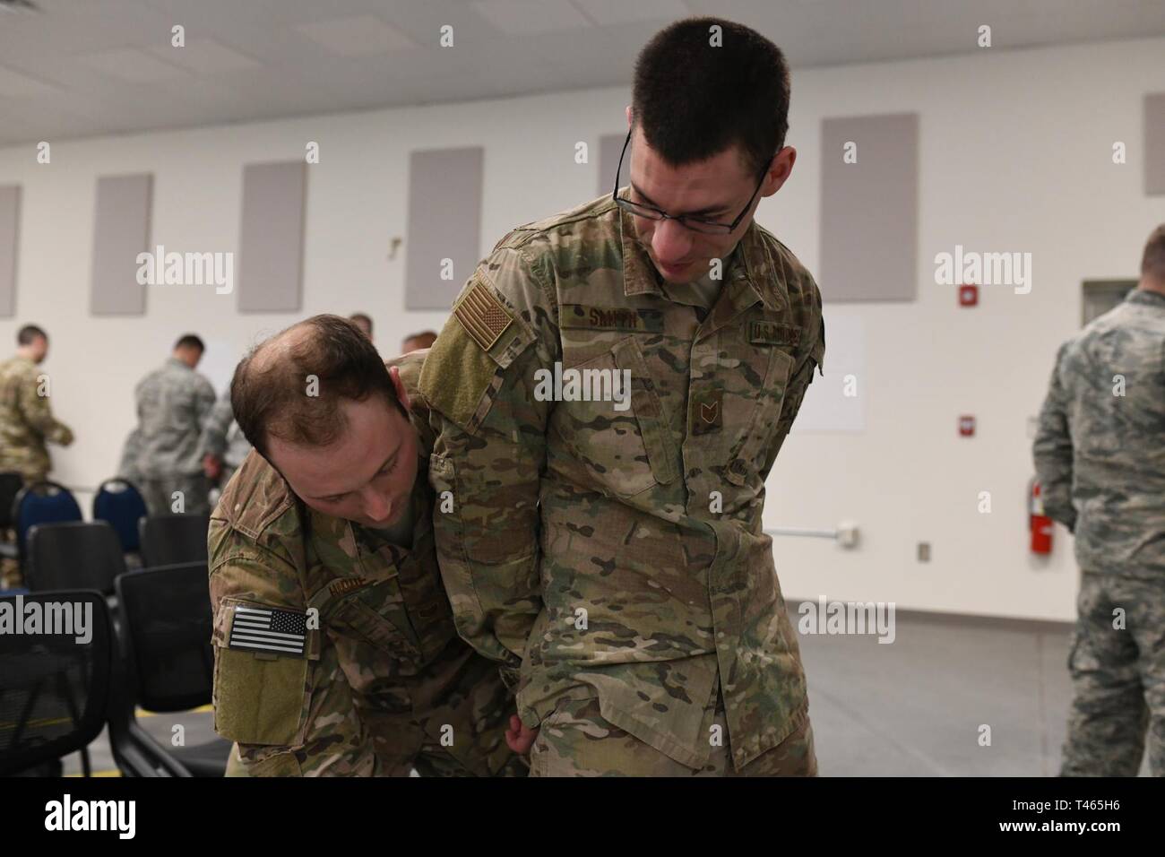 Airmen from the 142nd Security Forces Squadron conducted handcuff ...