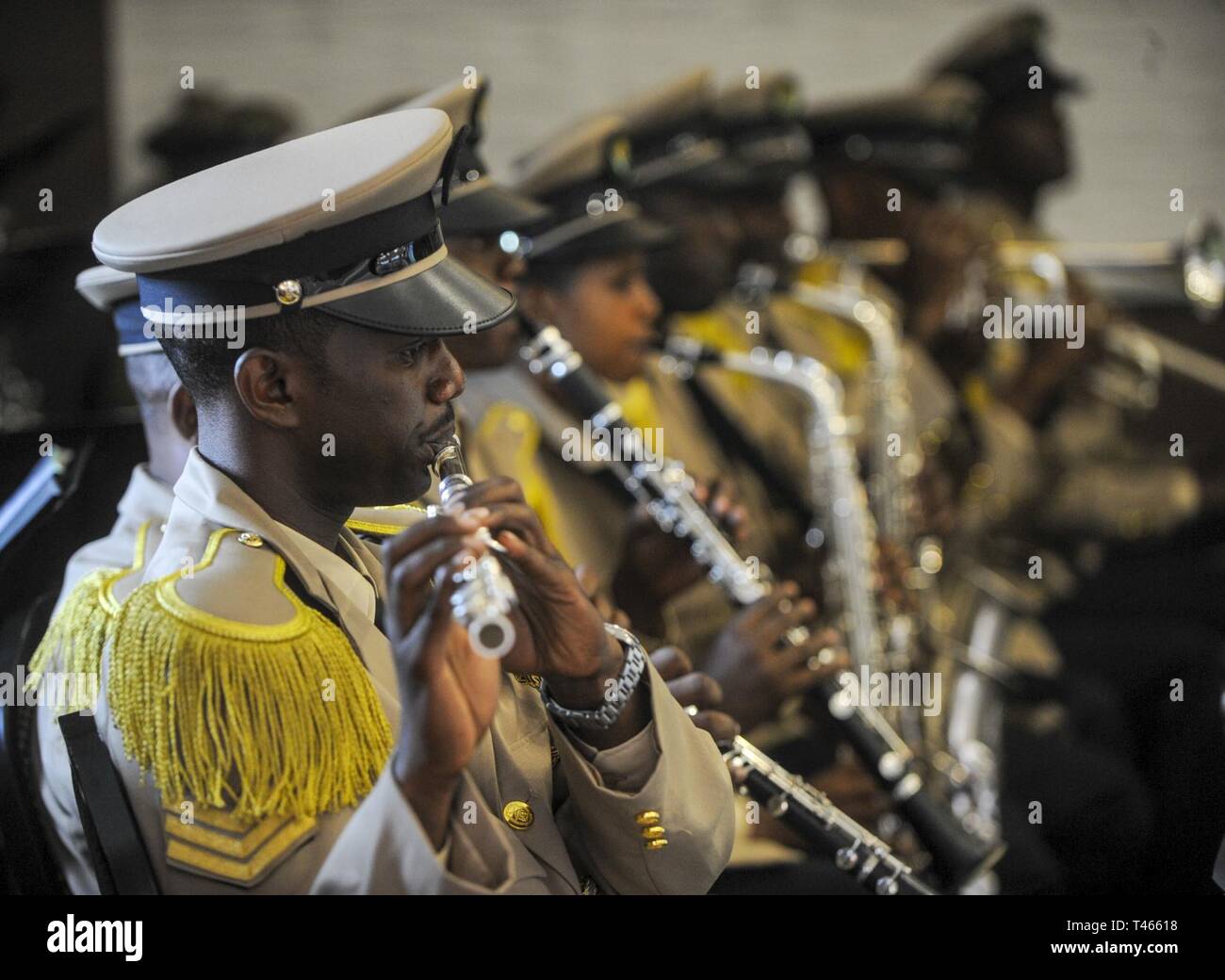 Members of the Rwanda Defence Force band play music at the African ...
