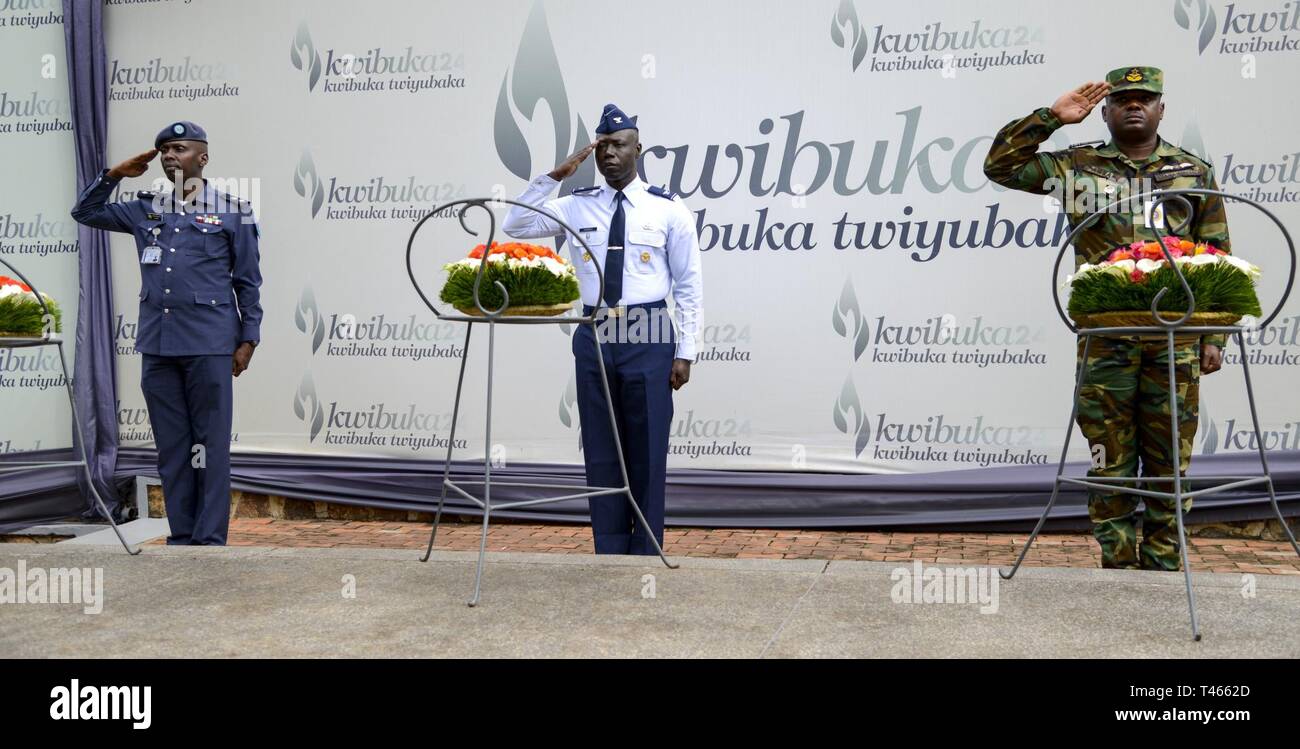 Rwanda Air Force Capt. Emmanuel Rutebuka, left, U.S. Air Force Col ...