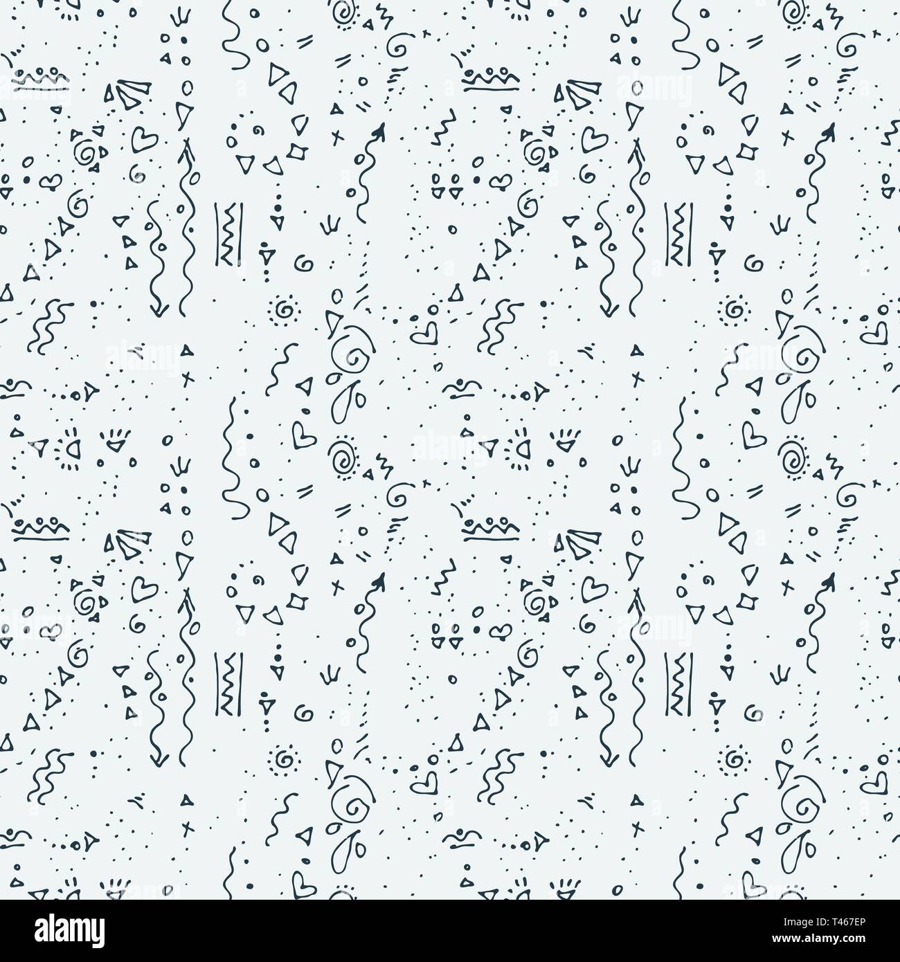 Seamless doodle pattern with cute elements. Endless vector image Stock ...