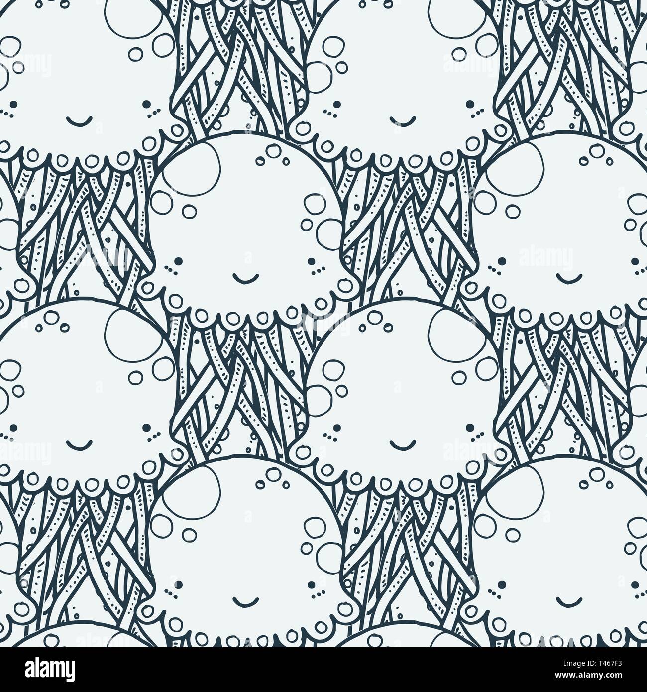 Seamless doodle pattern with cute elements. Endless vector image Stock ...