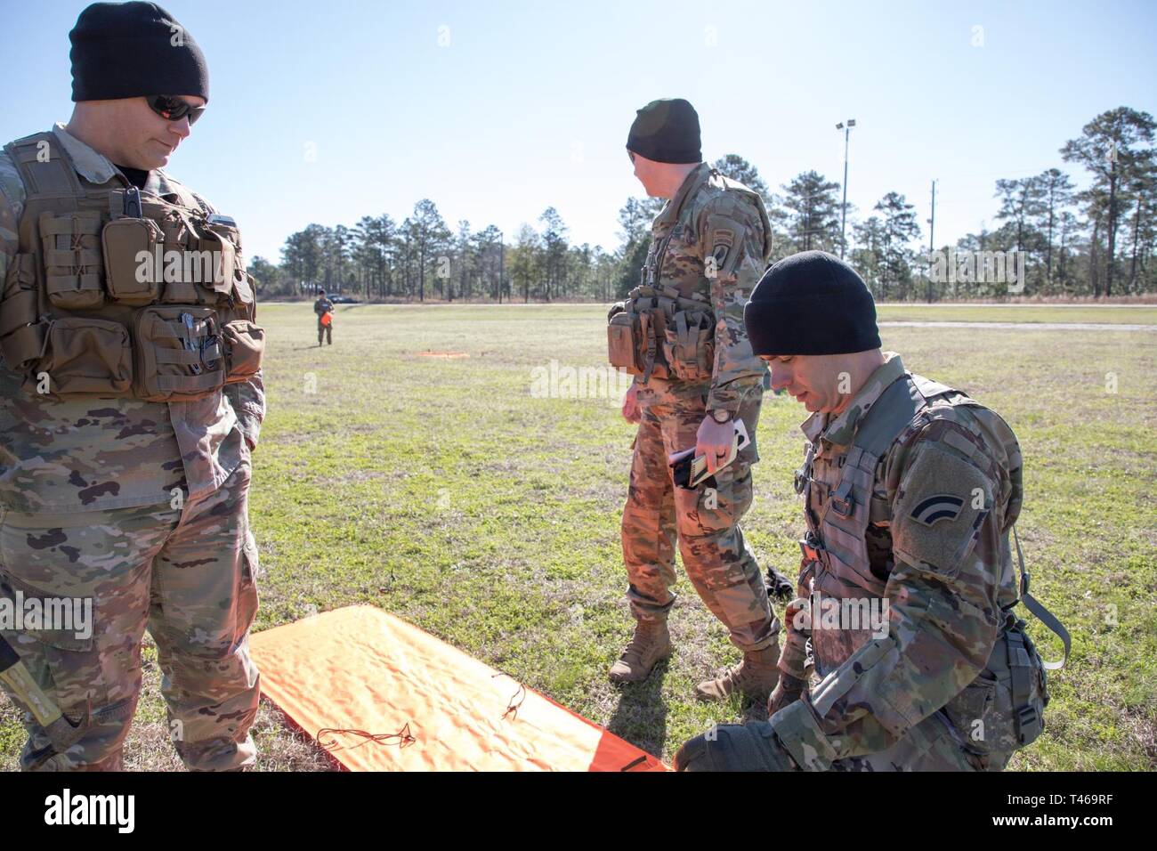 U.S. Army Soldiers set up a VS17/GVX Signal Panel while attending ...