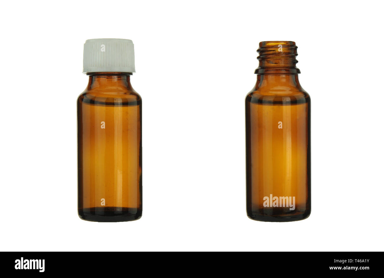 Brown dropper bottle on a white background. Amber bottles, medicine ...