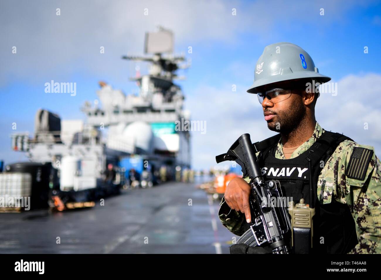 DIEGO (March 7, 2019) – Operations Specialist 3rd Class Rashad Jones ...