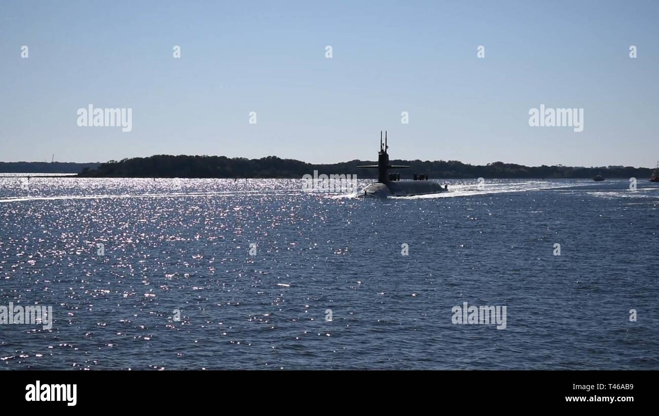 The Ohio-class ballistic-missile submarine USS Rhode Island (SSBN 740 ...