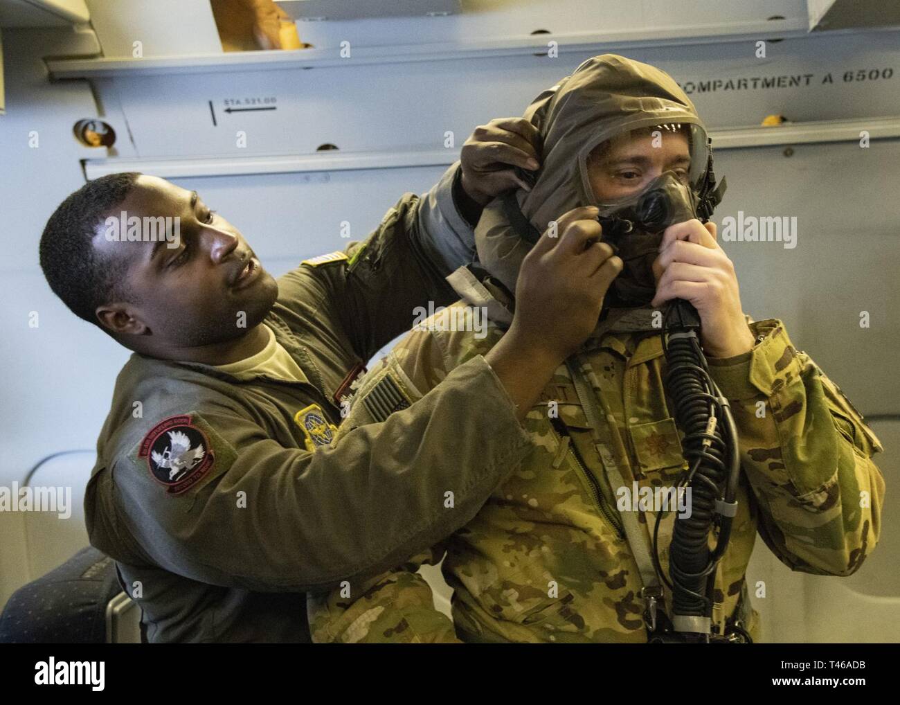 Senior Airman Dorian Cozart, boom operator with the 2nd Air Refueling ...