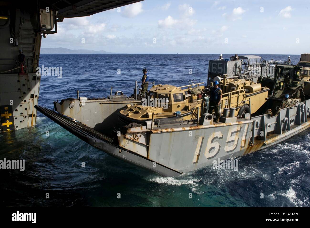 PACIFIC OCEAN (Mar. 7, 2019) – Landing Craft, Utility (LCU) 1651, assigned to Naval Beach Unit ...