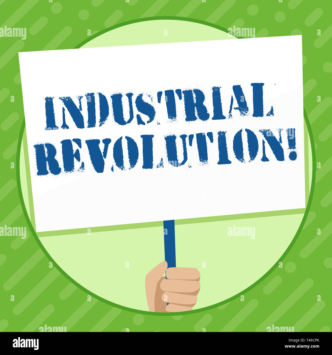 Writing note showing Industrial Revolution. Business concept for time ...