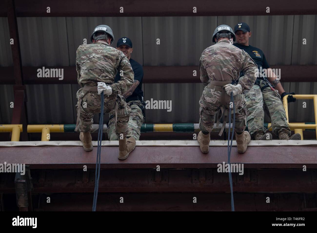 Air Assault Class 004-19 trainees perform rappel operations at Fort ...