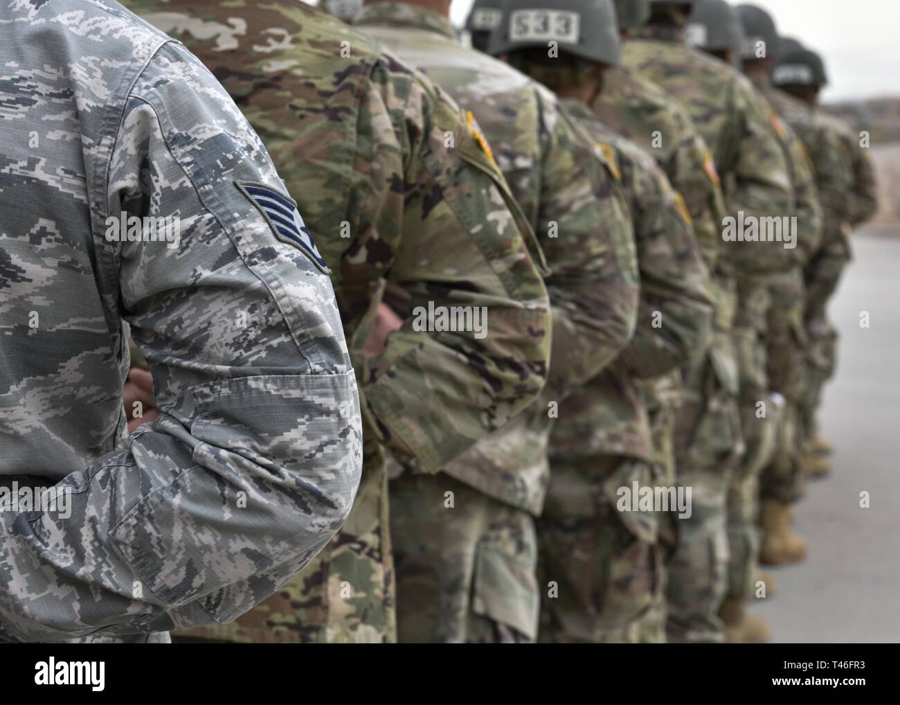Air Assault Trainees stand in formation at Fort Bliss, Texas, March 8 ...