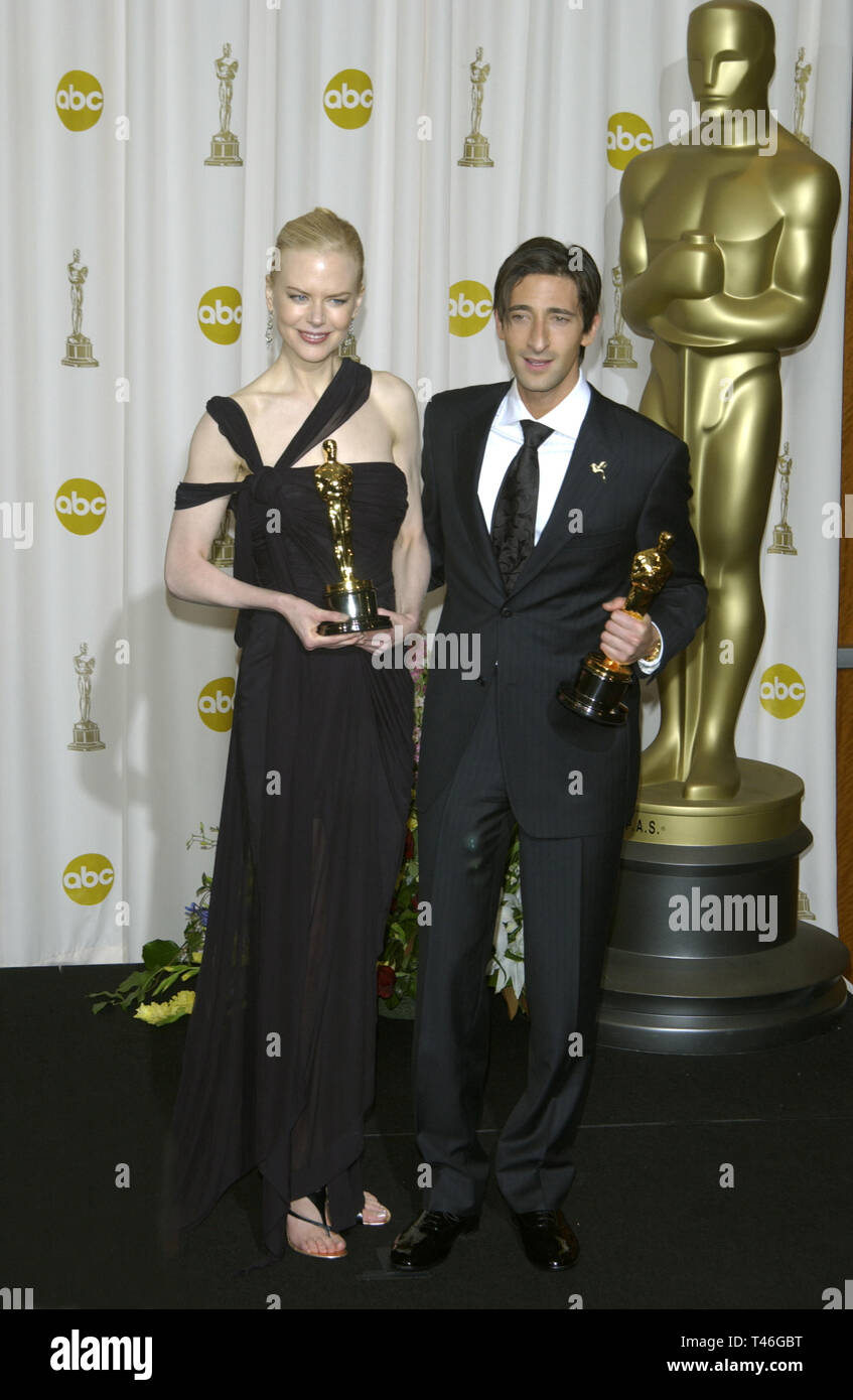 LOS ANGELES, CA. March 23, 2003: ADRIEN BRODY & NICOLE KIDMAN at the ...