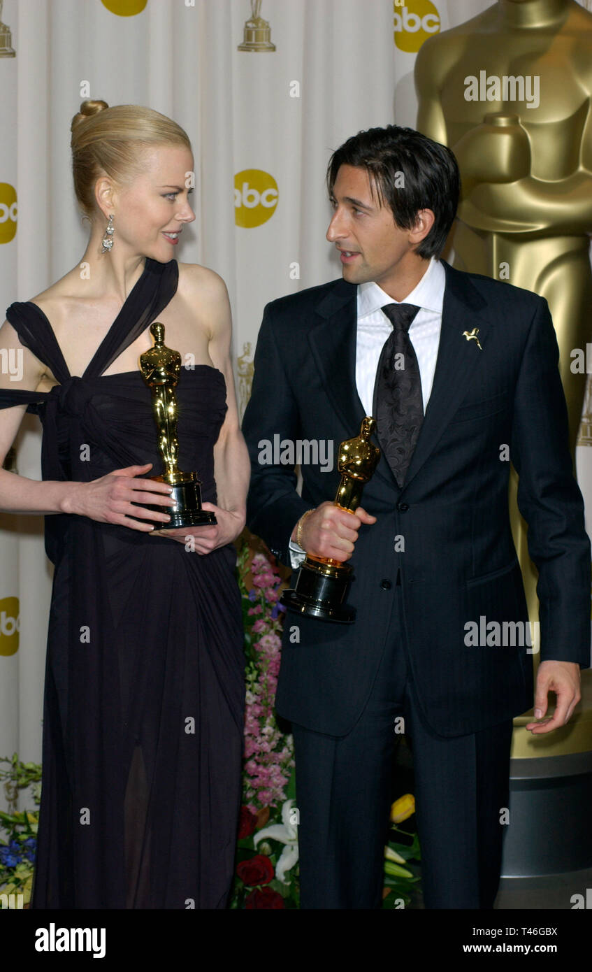 LOS ANGELES, CA. March 23, 2003: ADRIEN BRODY & NICOLE KIDMAN at the ...
