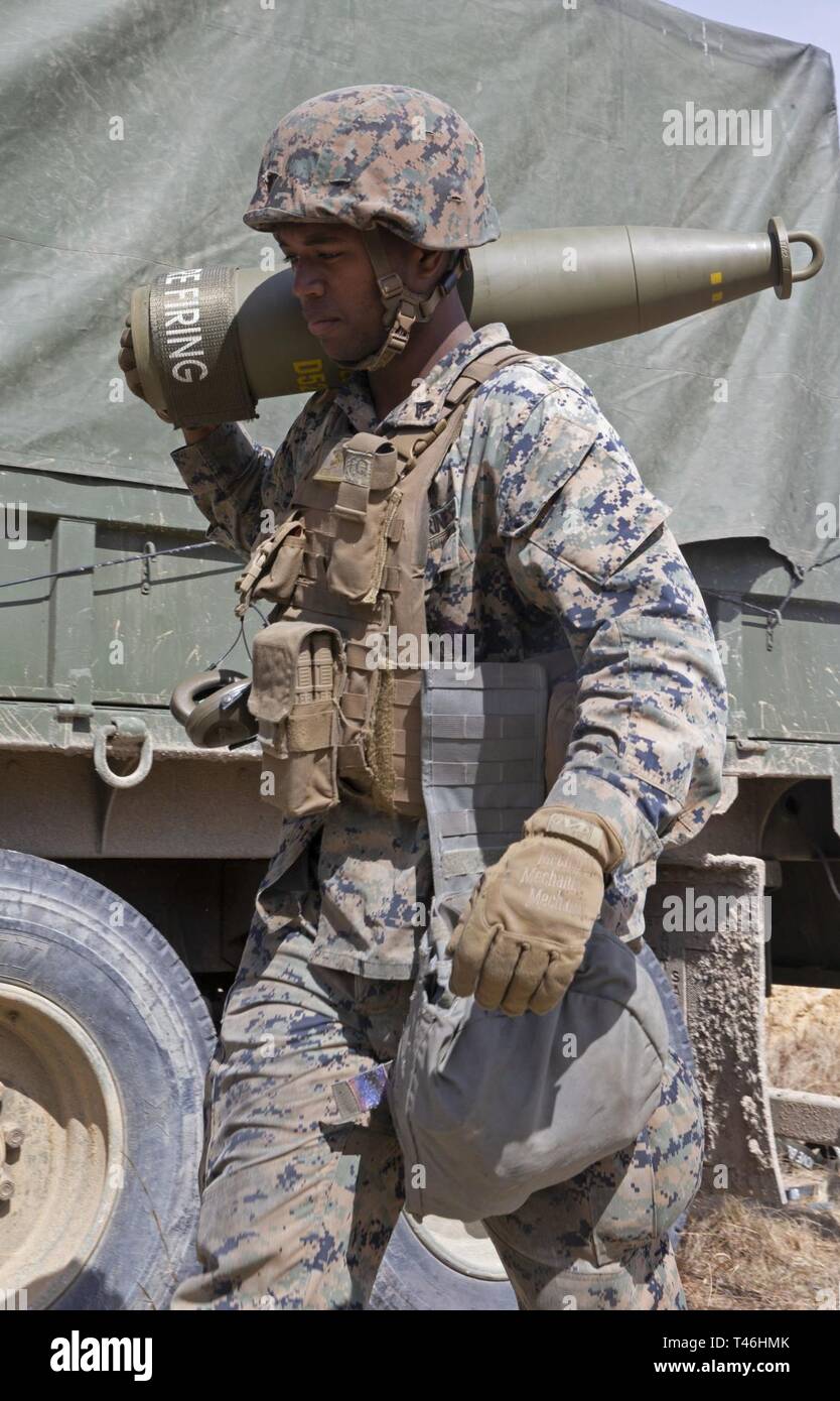 A U.S. Marine with Alpha Battery, 1st Battalion, 10th Marine Regiment ...