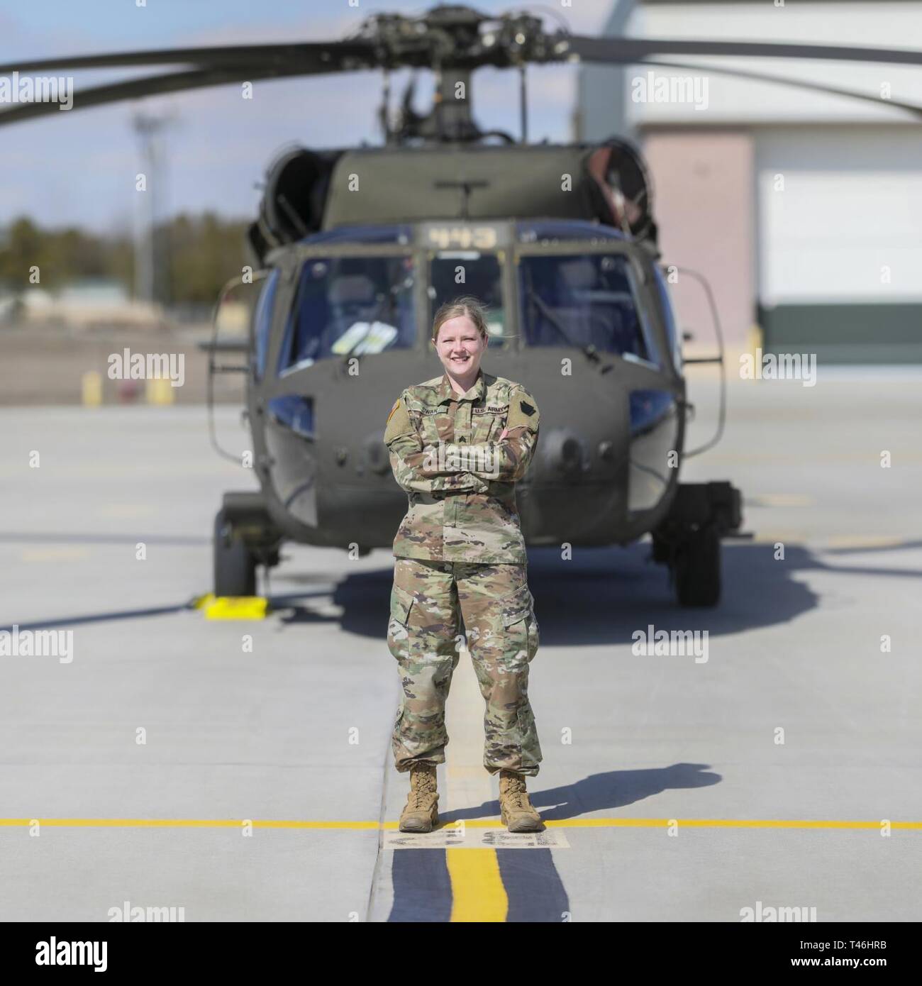 U.S. Army Sgt. Danielle Swan, a helicopter mechanic with the New Jersey ...