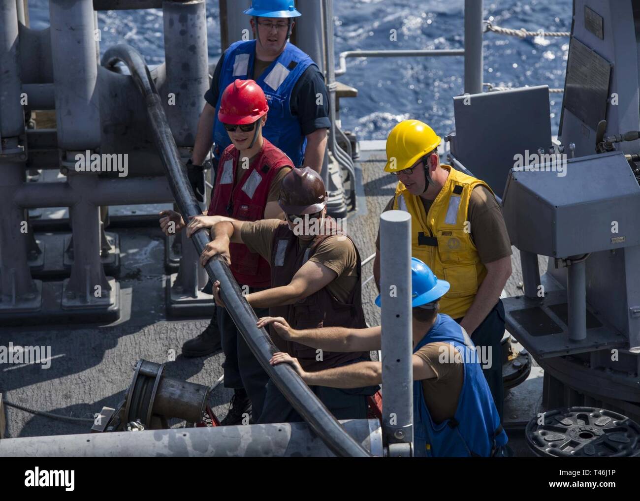 PHILIPPINE SEA (March 12, 2019) Minemen aboard the Avenger-class mine ...