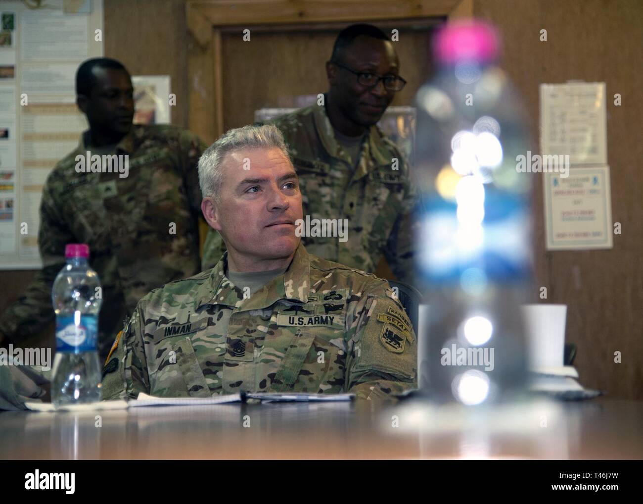 U.S. Army Command Sgt. Maj. Jeremiah E. Inman, right, command sergeant major of U.S. Army Africa ...