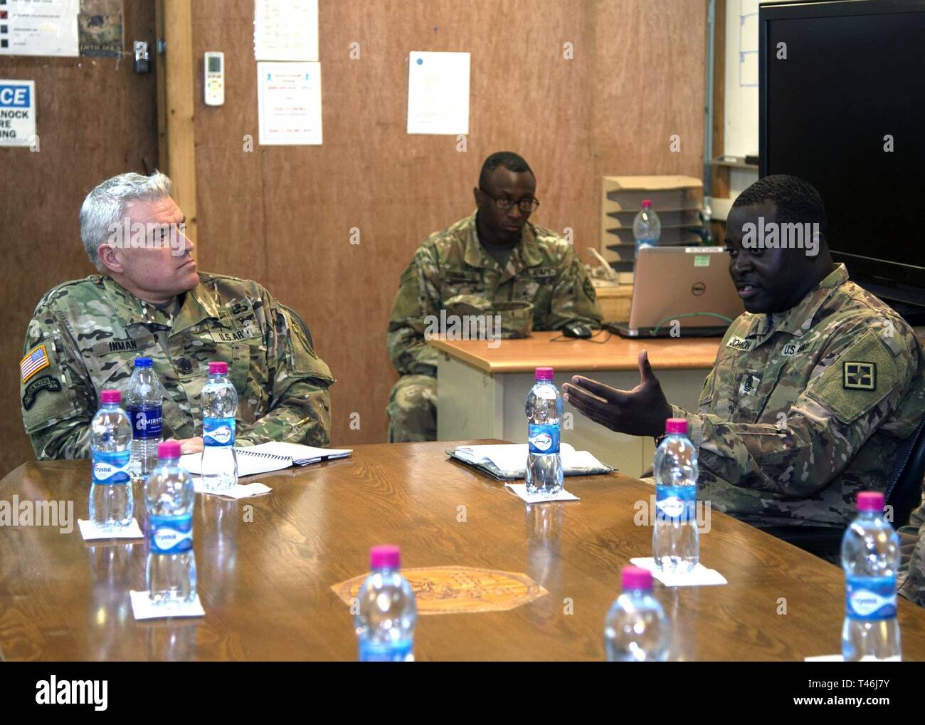 U.S. Army Command Sgt. Maj. Jeremiah E. Inman, left, command sergeant major of U.S. Army Africa ...