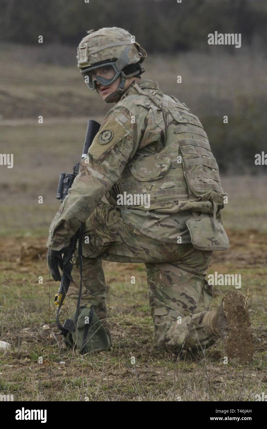 A U.S. Soldier assigned to Bulldog Battery Field Artillery Squadron, 2nd Cavalry Regiment ...