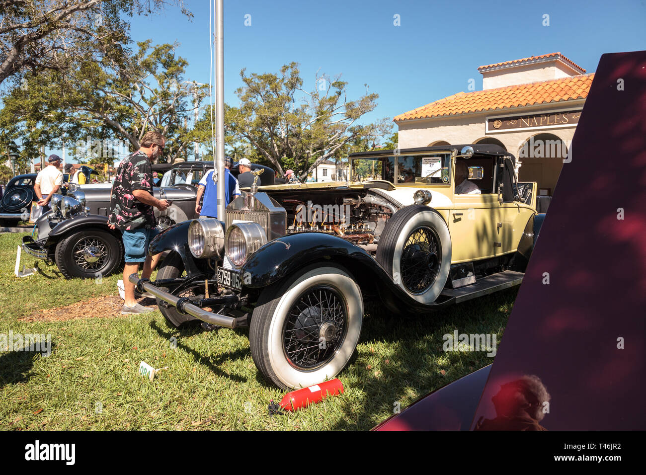 Naples, Florida, USA – March 23,2019: Yellow 1926 Rolls Royce Silver ...