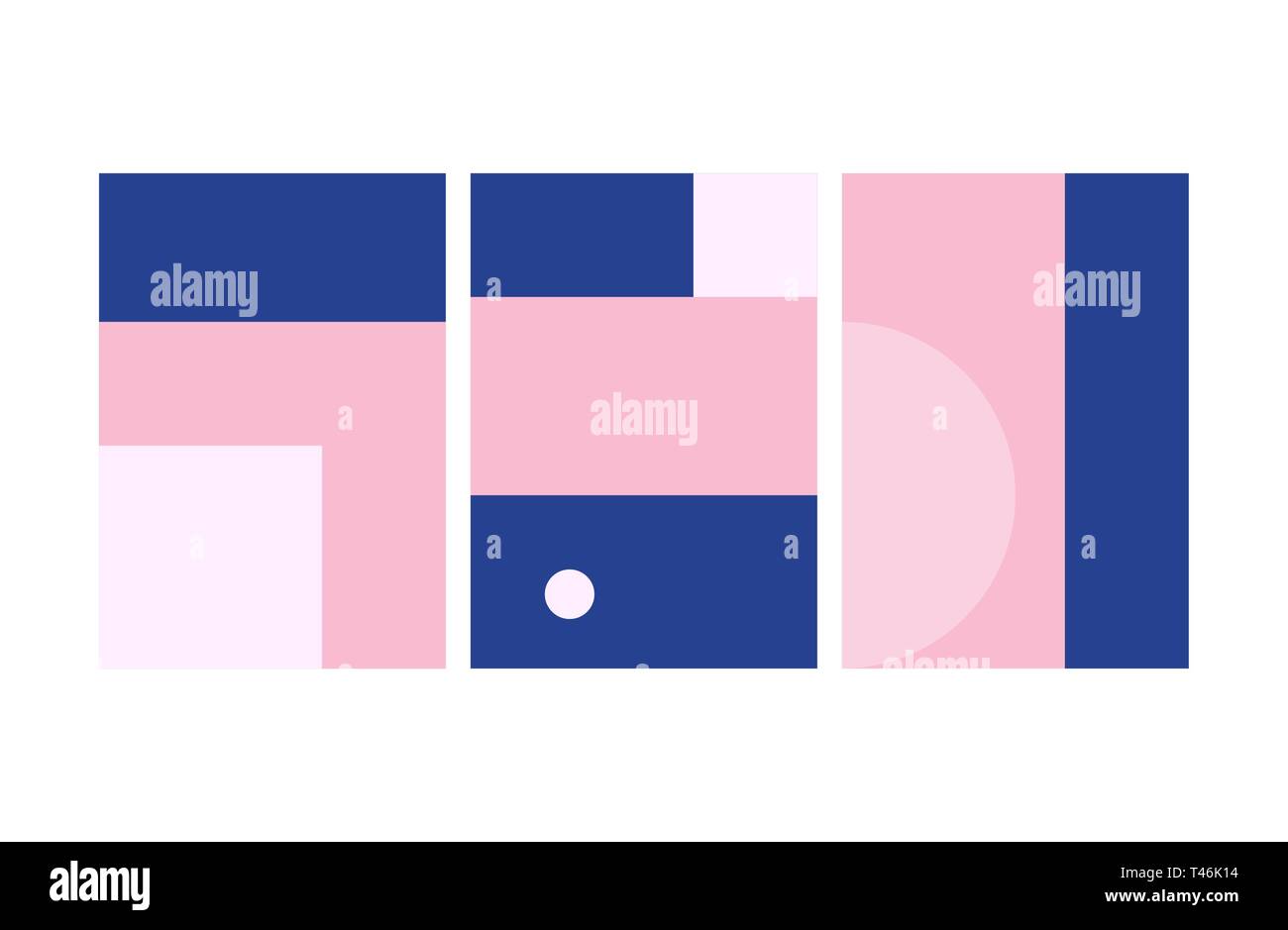 Vector Geometric Backgrounds set in blue pink colors. Simple ...