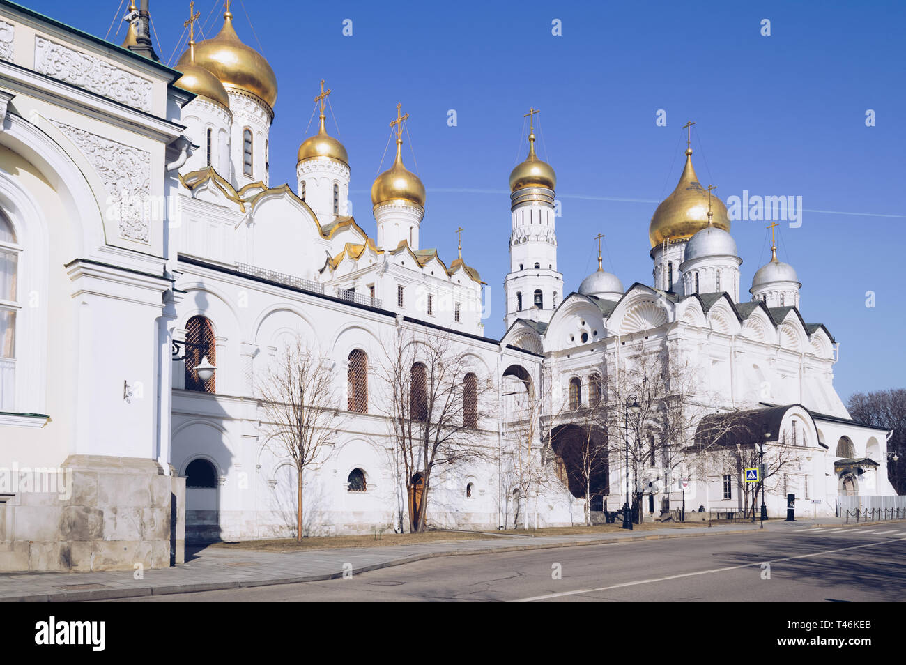 exteriors of The Archangel Cathedral and The Annunciation Cathedral ...