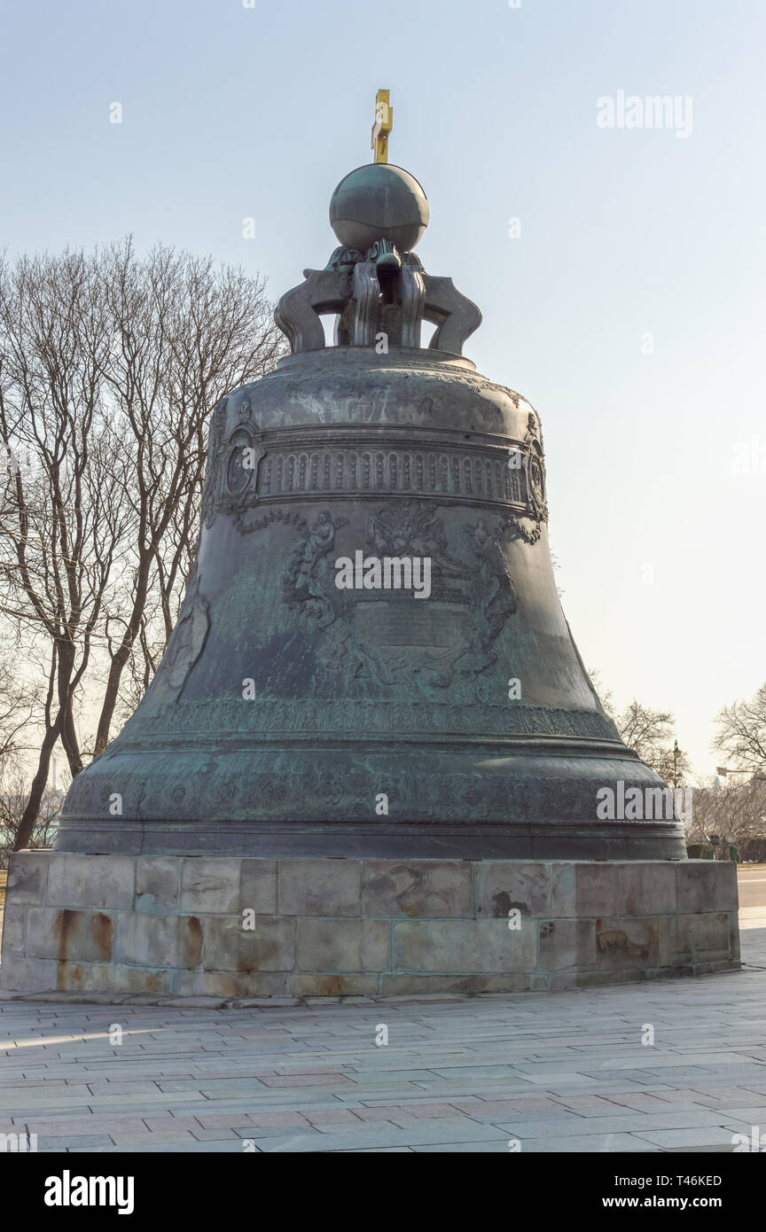 Close up view of The Tsar Bell also known as the Tsarsky Kolokol, Tsar ...