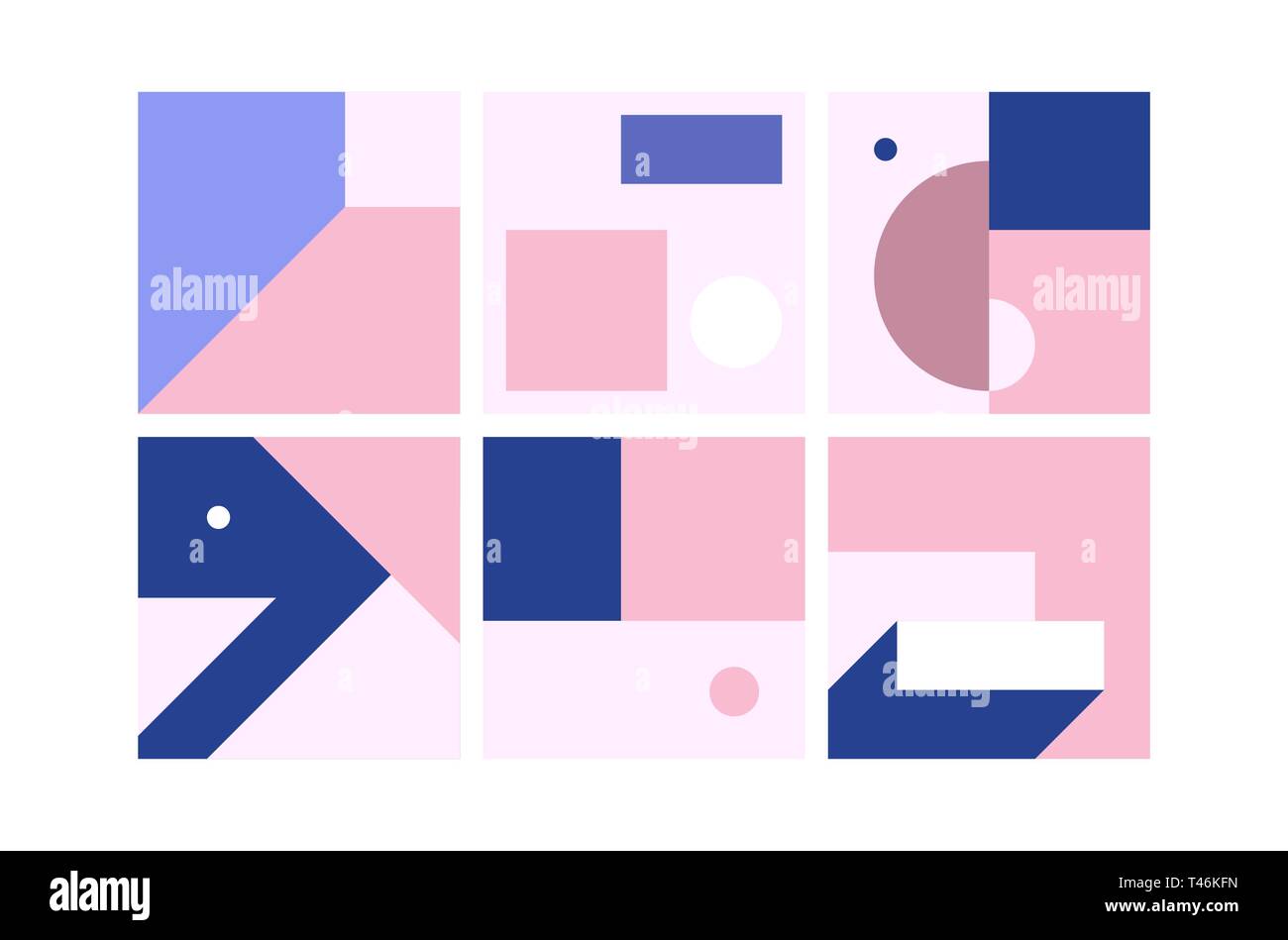 Vector Geometric Backgrounds set in blue pink colors. Simple ...