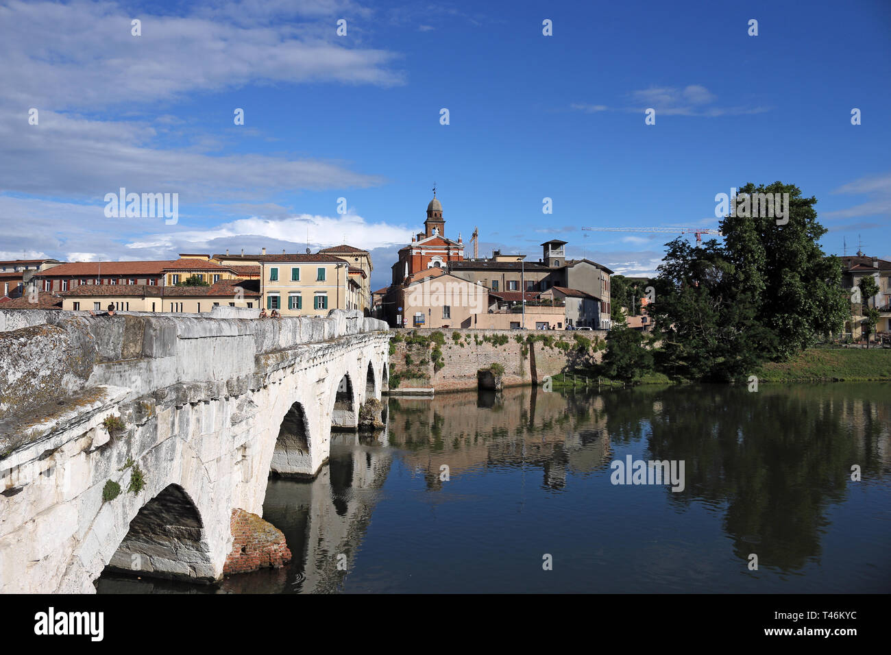 Rimini old town and tiberius bridge cityscape Italy Stock Photo - Alamy