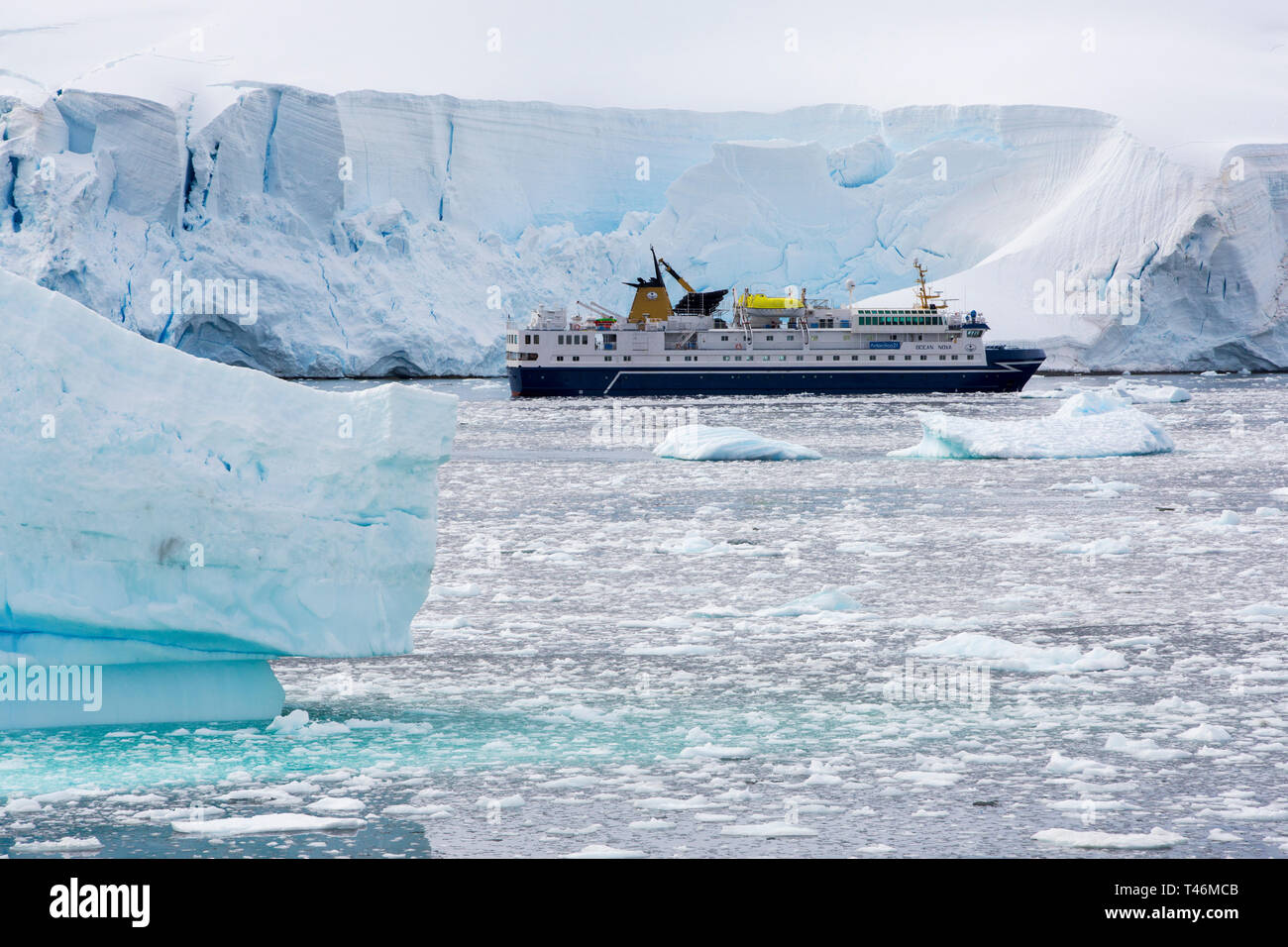 A polar cruise ship at Orne Harbour on the Danco coast, Graham Land ...