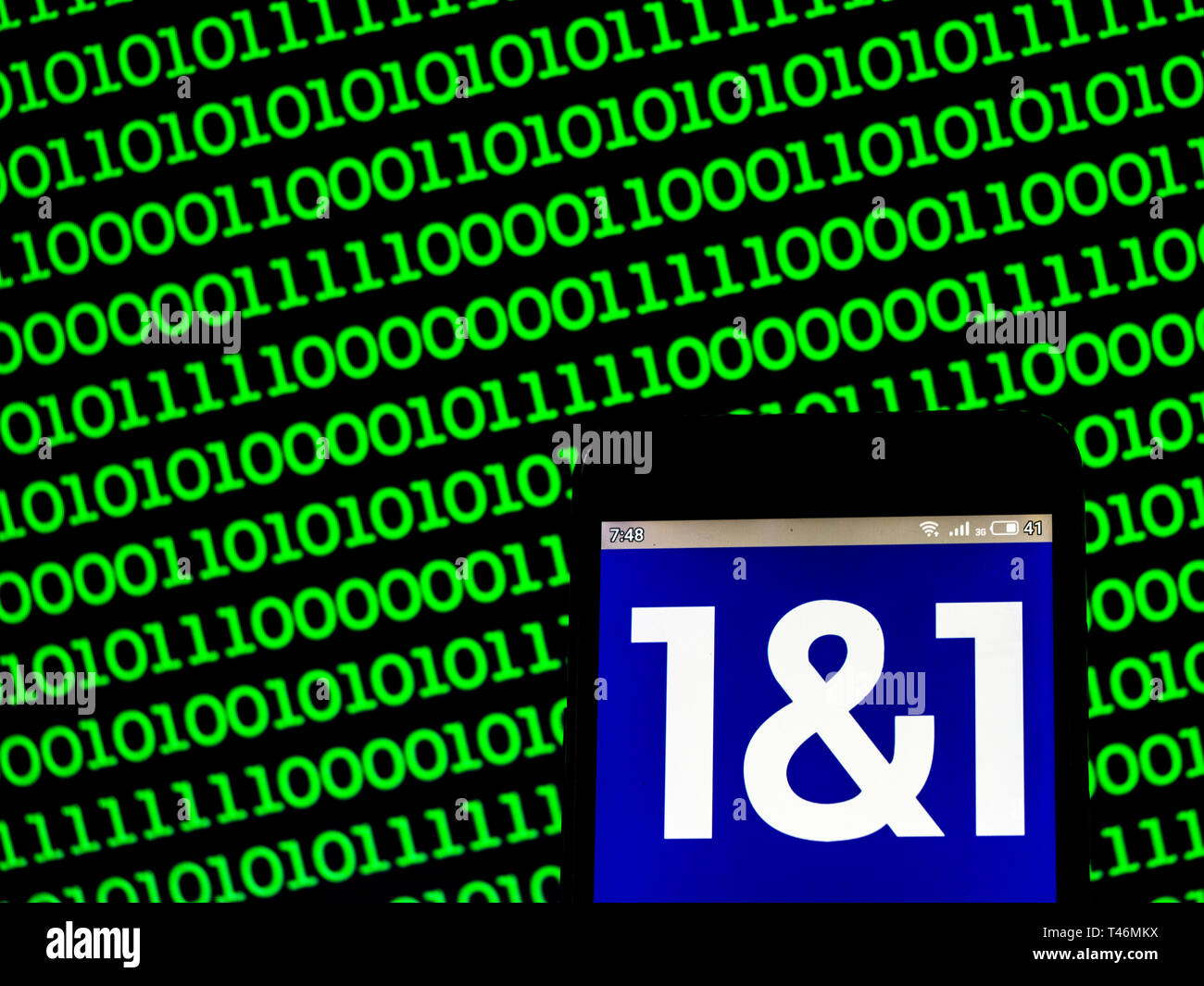 In this photo illustration a 1 & 1 Ionos logo seen displayed on a smart ...