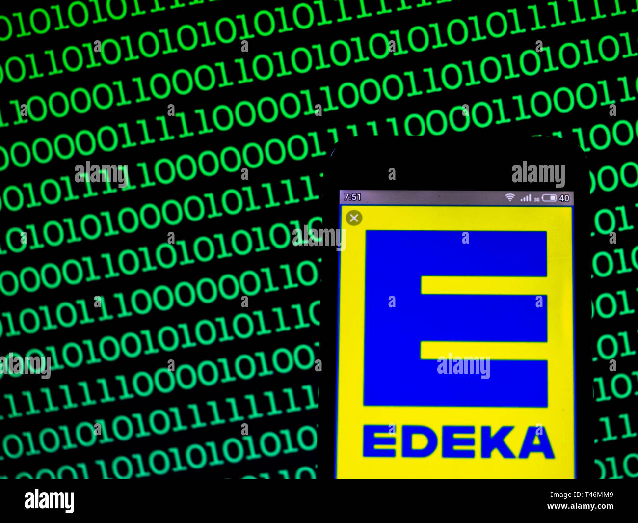 In this photo illustration an EDEKA Zentrale logo seen displayed on a ...